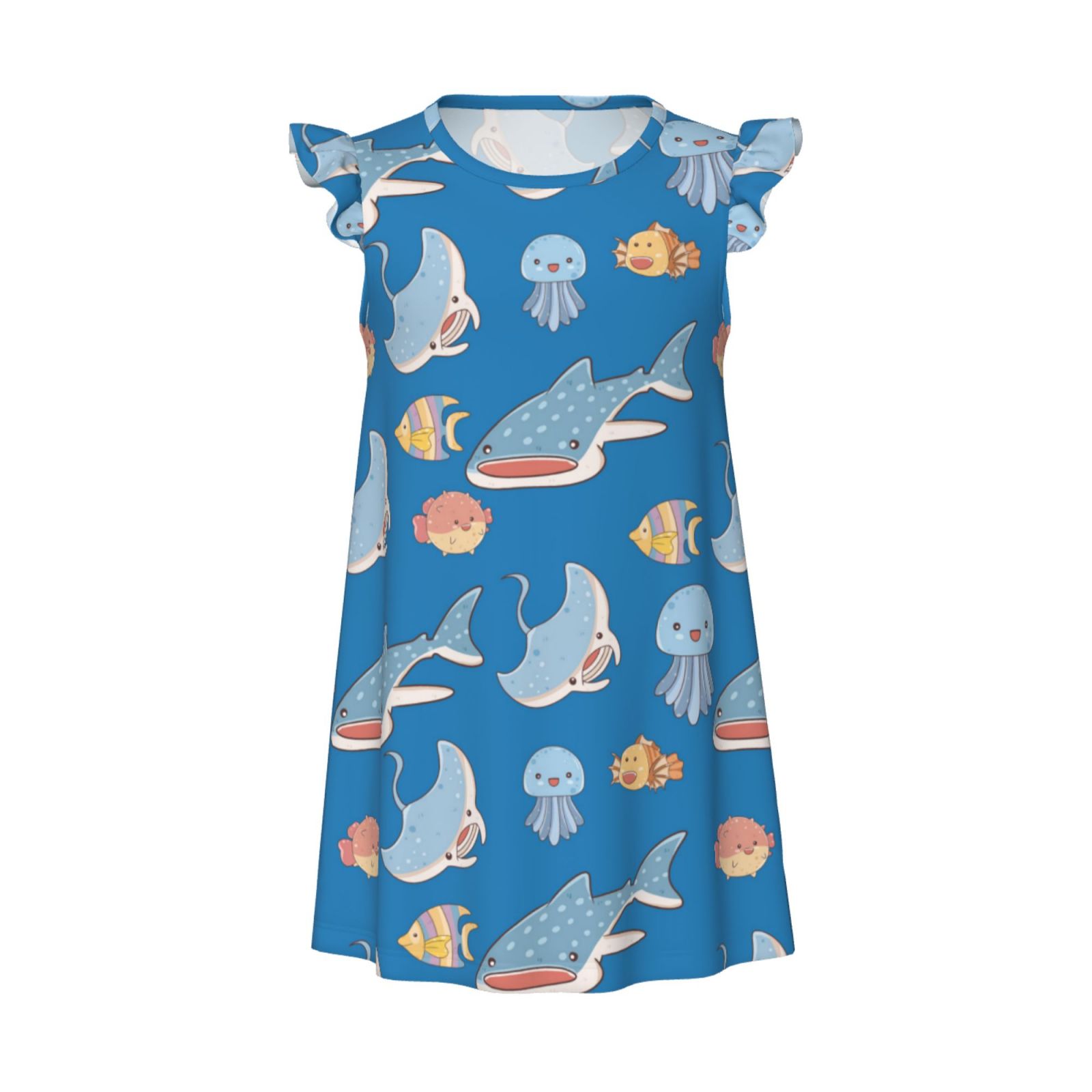 Ocean Cute Shark Jellyfish Fish Girls Nightgowns, Pajamas for Girls ...