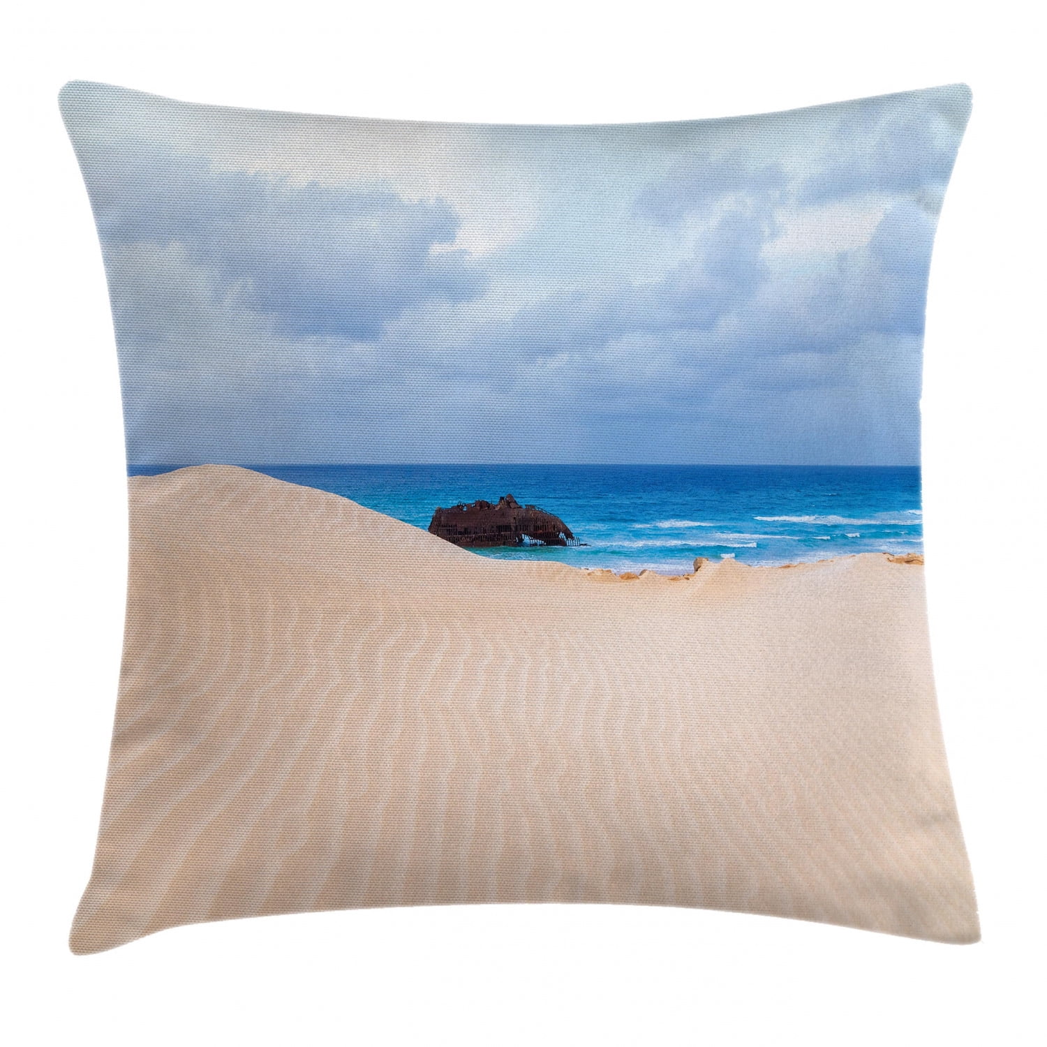 Ocean Decor Throw Pillow Cushion Cover, Boat Crash by Exotic Tropical ...