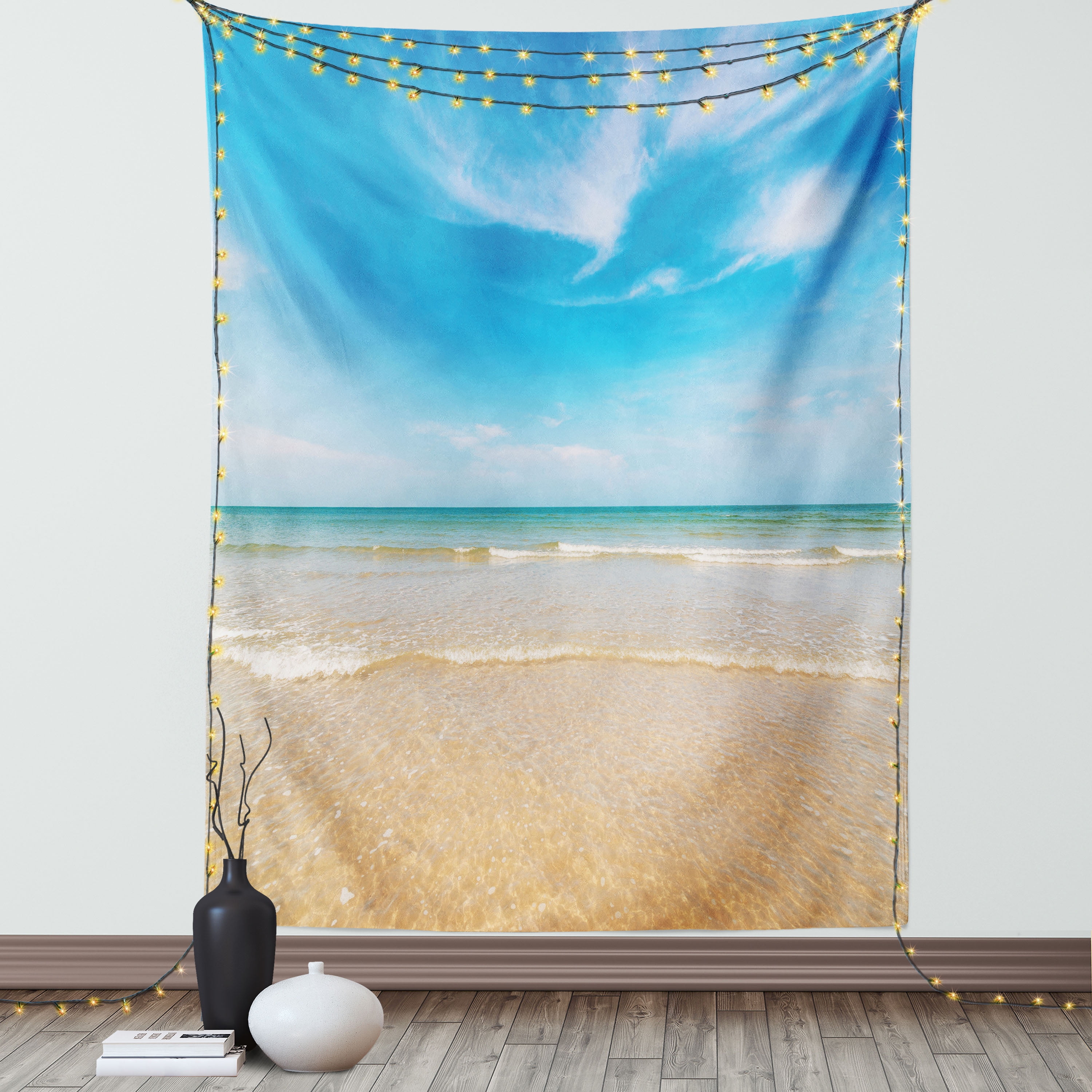 Ocean Decor Wall Hanging Tapestry, Sea and Sky Landscape at the Beach ...