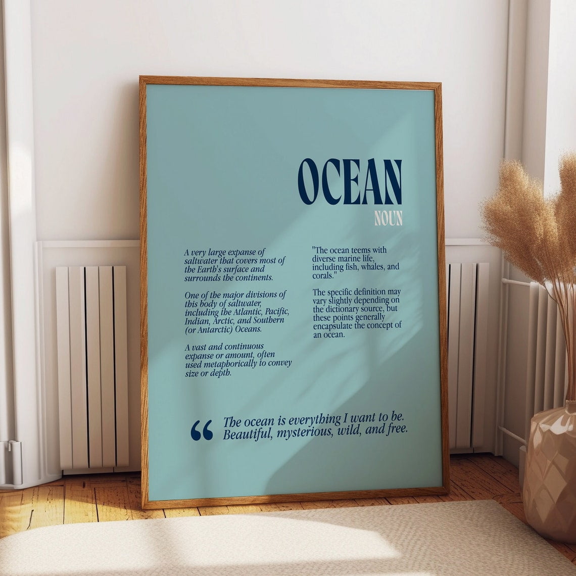 Ocean Definition Print - Elegant Typographic Coastal Decor Poster ...