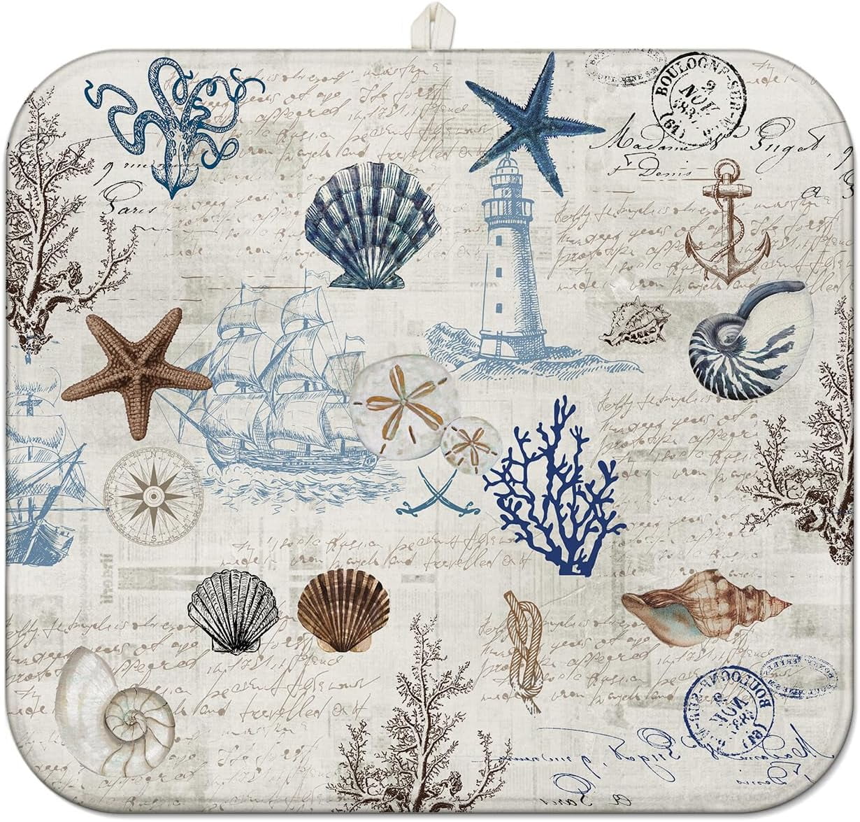 Ocean Dish Drying Mat for Kitchen Countert,Coastal Theme Farmhouse ...
