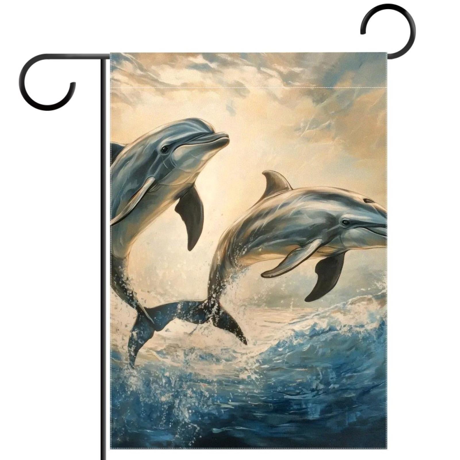 Ocean Dolphin Garden Flag 28x40 Double Sided for Outside, Fall Winter ...