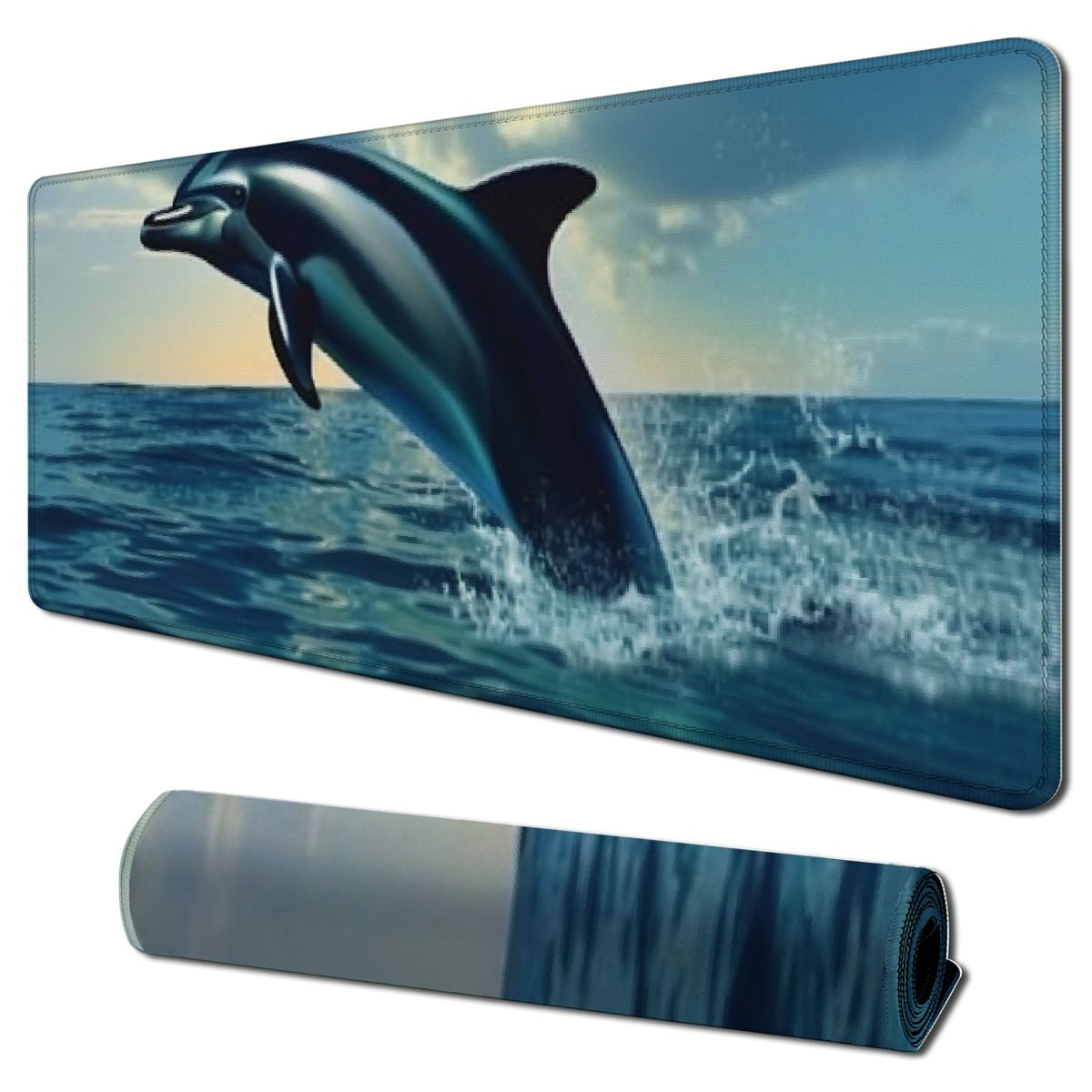 Ocean Dolphin Looking At You Pattern Large Office Gaming Mouse Pad Strong Adhesion And