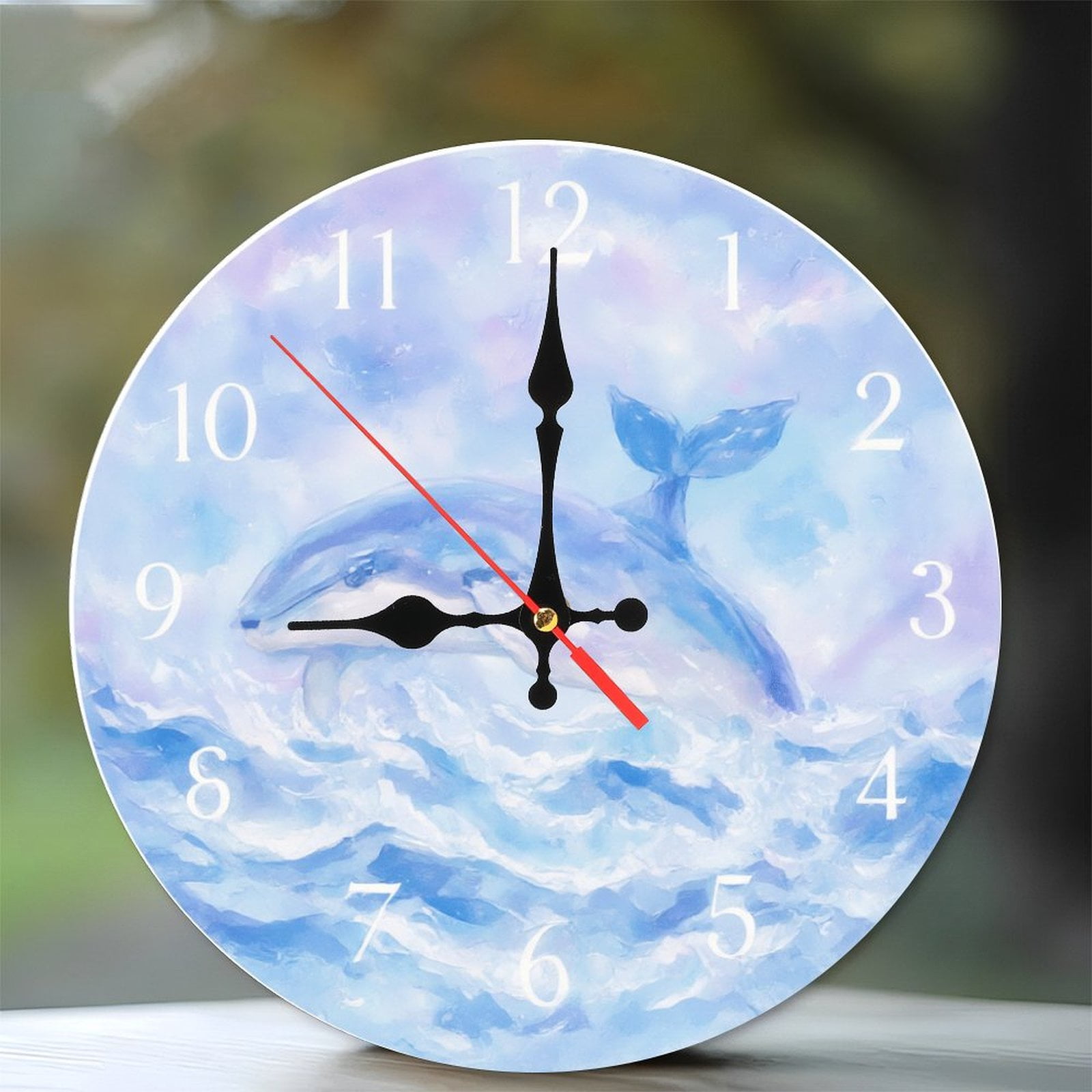 Ocean Dolphin Watercolor Wall Clock Blue Pastel Decor 10-Inch Silent ...