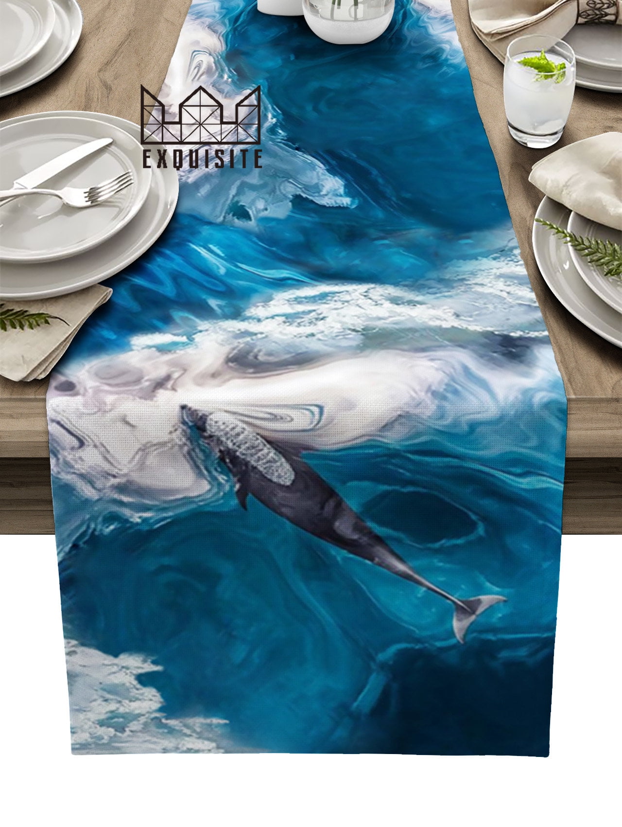 Ocean Dolphin Whale Table Runner ration Home r Dinner Table ration ...