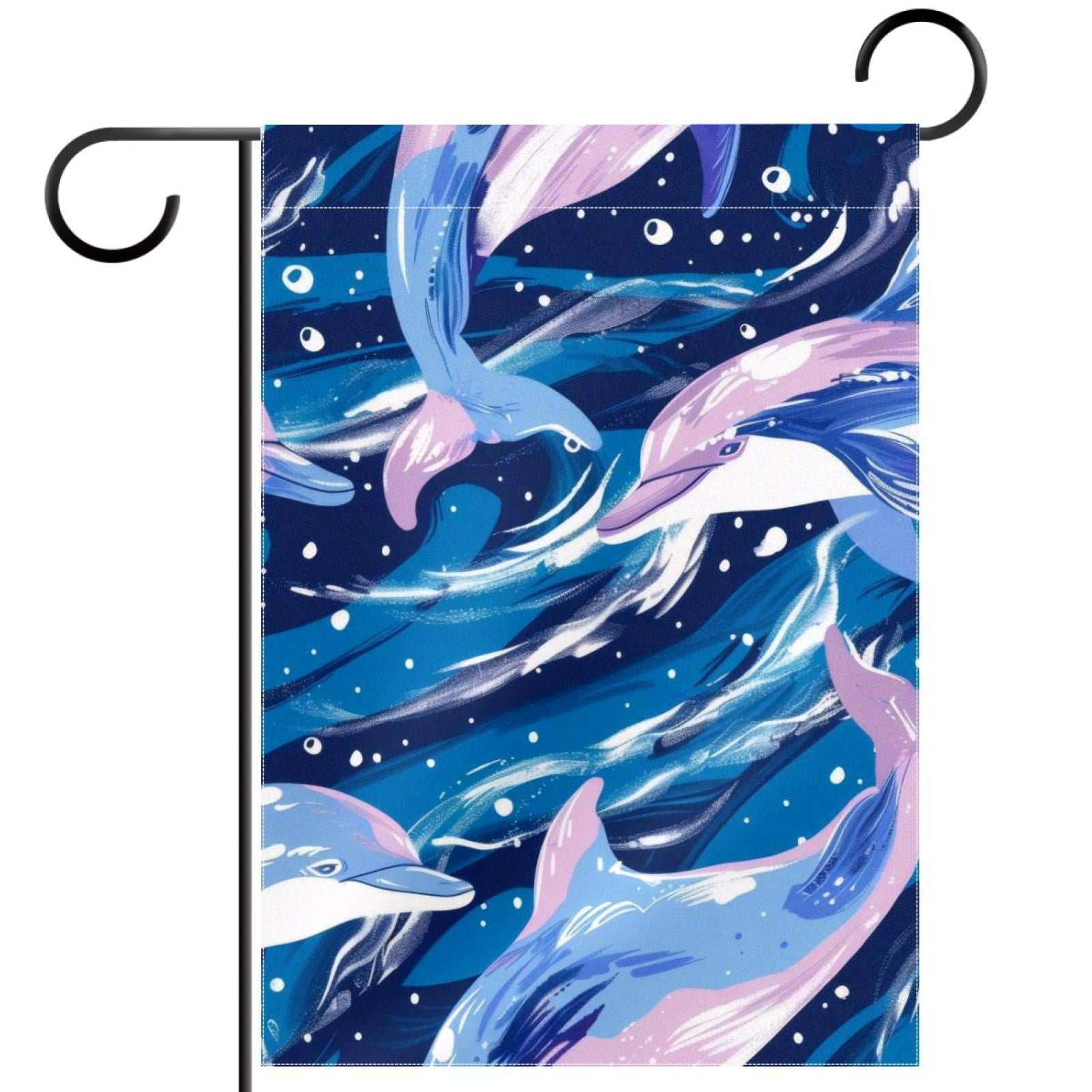 Ocean Dolphins Aesthetic Pattern Welcome Garden Flags, 12 x 18 Inch ...