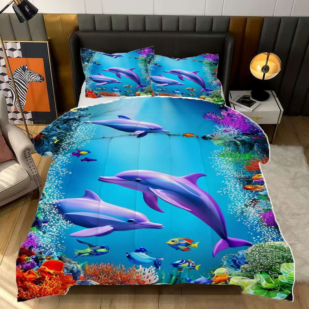 Ocean Dolphins Dream Comforter Set King Size Bedding Set For Travl ...