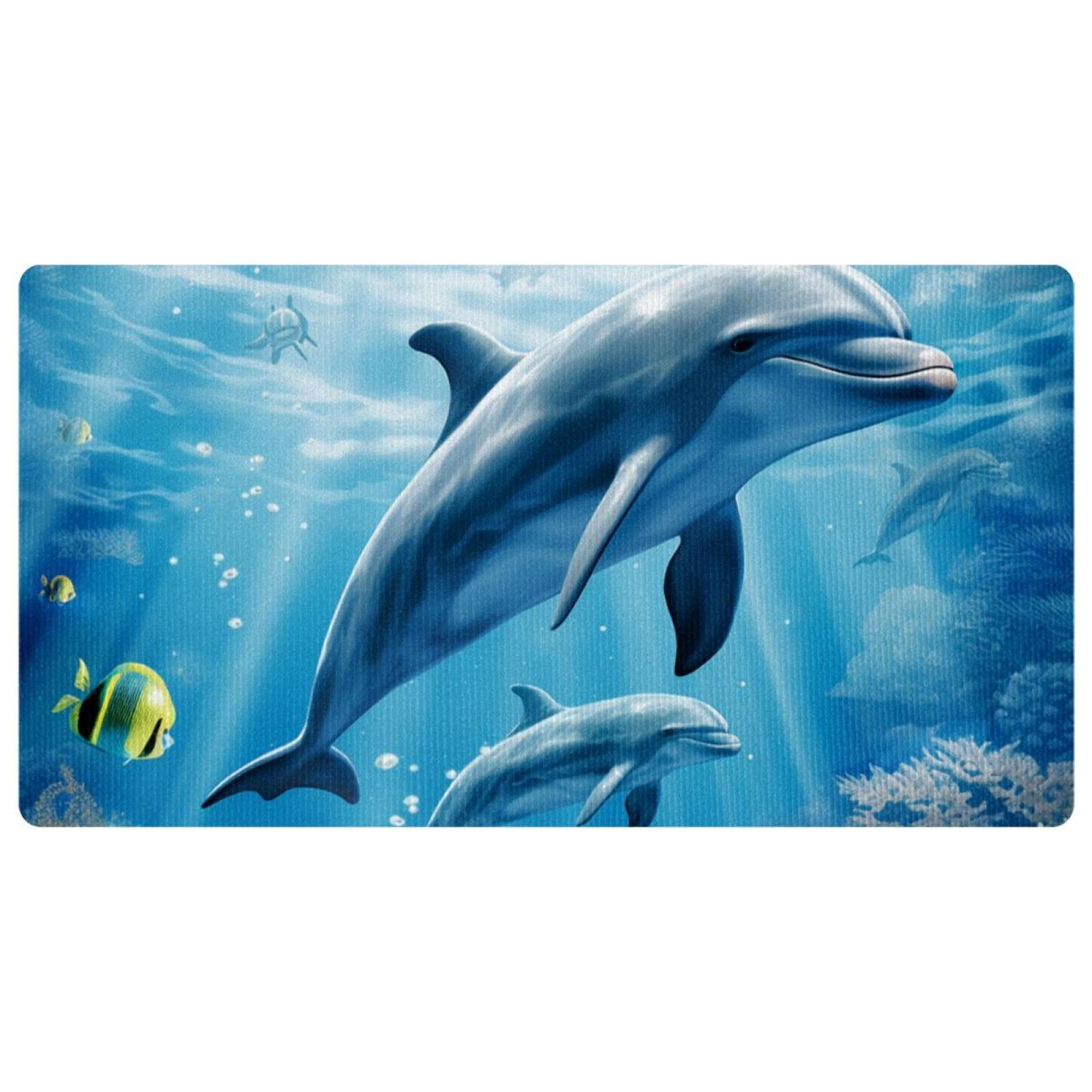 Ocean Dolphins Kitchen Mat,Cushioned Anti Fatigue Waterproof Kitchen ...
