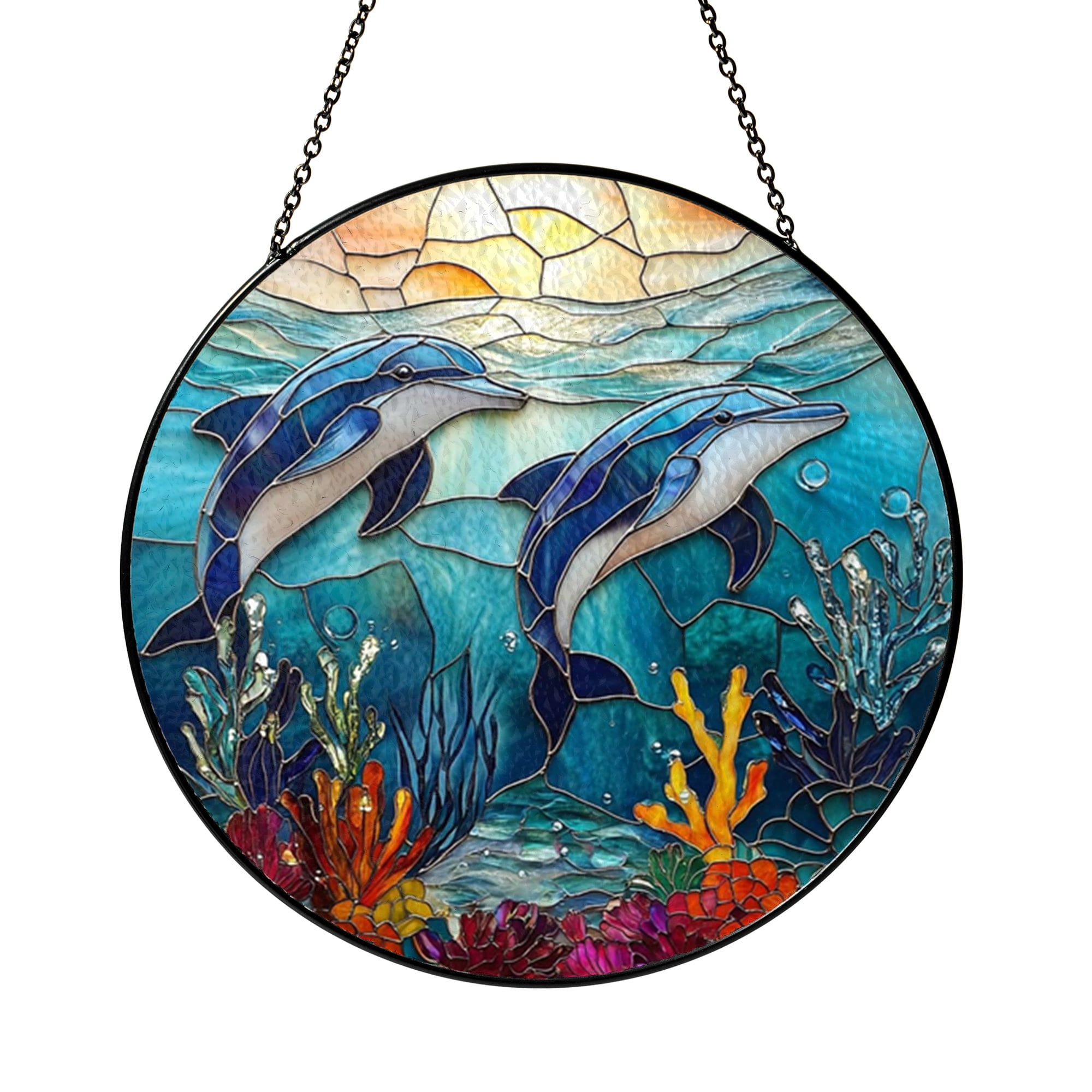 Ocean Dolphins Stained Glass Window Hanging – Marine Art2001 - Walmart.com
