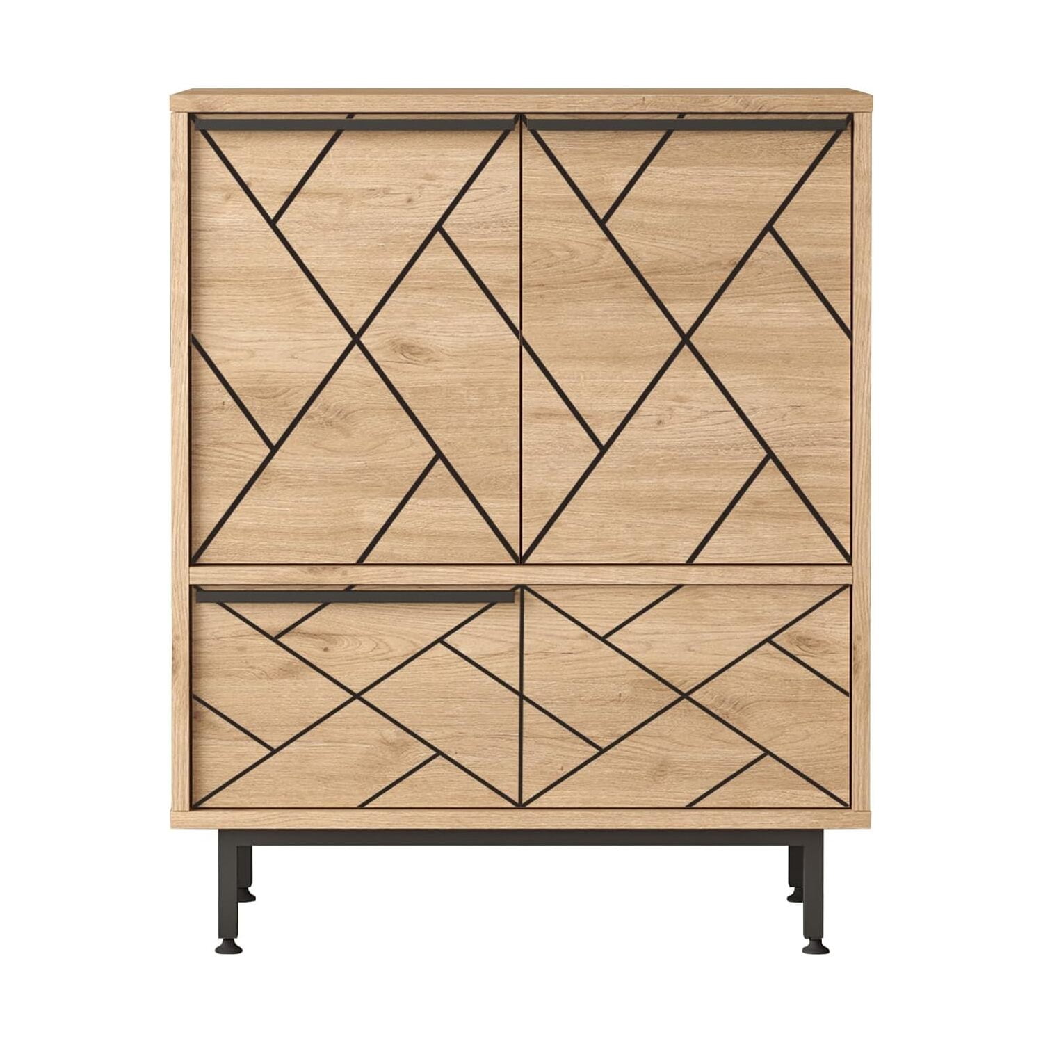 Ocean Double Sideboard Table and Storage 3 Doors OAK Color Multi ...