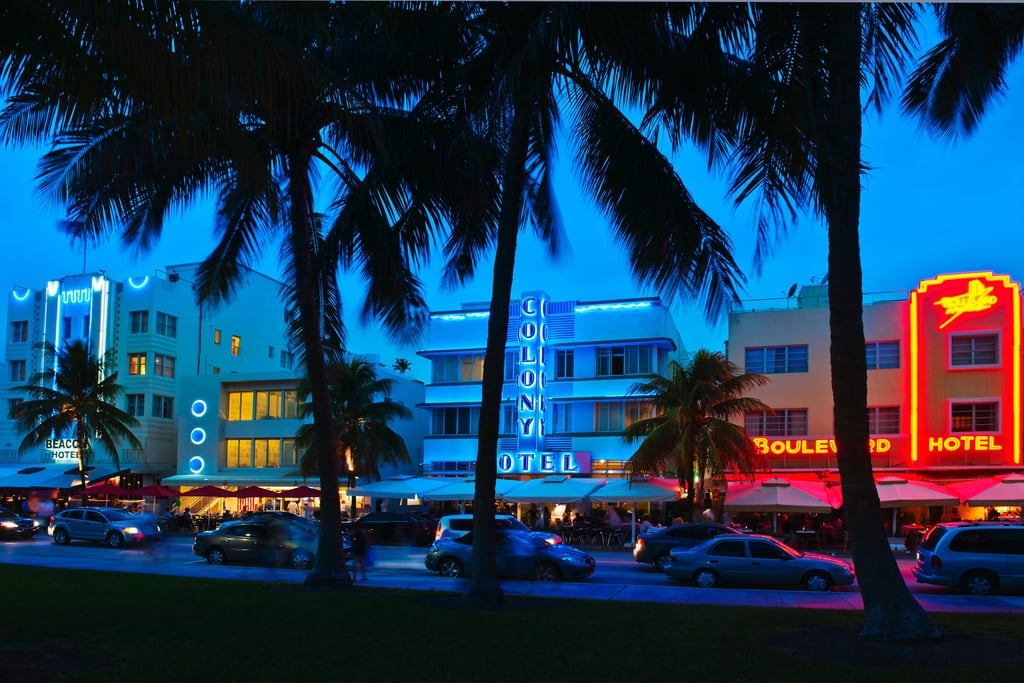 Ocean Drive at Night South Beach Miami Florida Photo Photograph Sunset ...