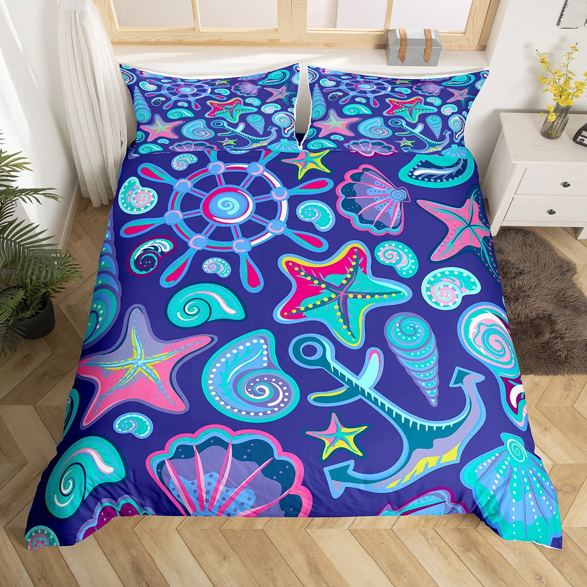 Ocean Duvet Cover Nautical Boat Anchor Twin Bedding Set for Boys Kids ...