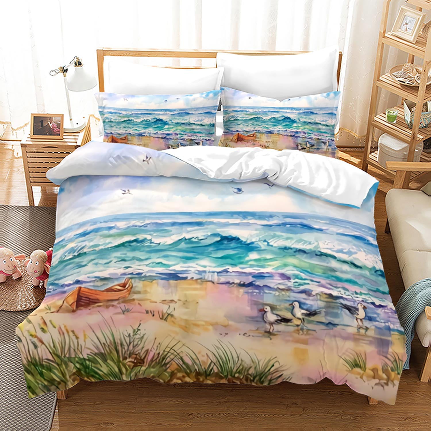 Ocean Duvet Cover Set /Full Size Tropical Island with The Palm Trees ...
