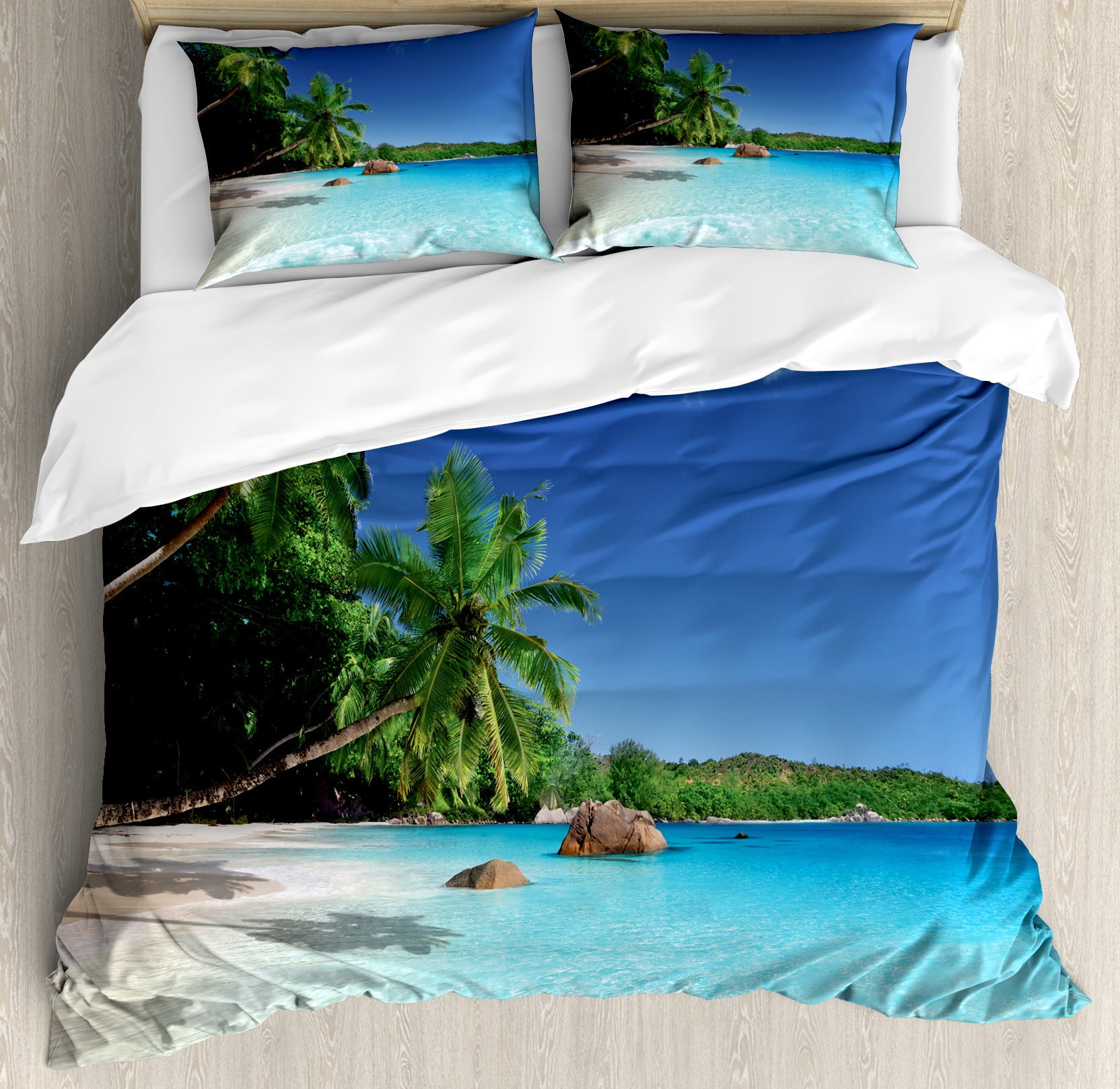 Ocean Duvet Cover Set, Sunny Horizon Skyline Water Isolated Beach at ...
