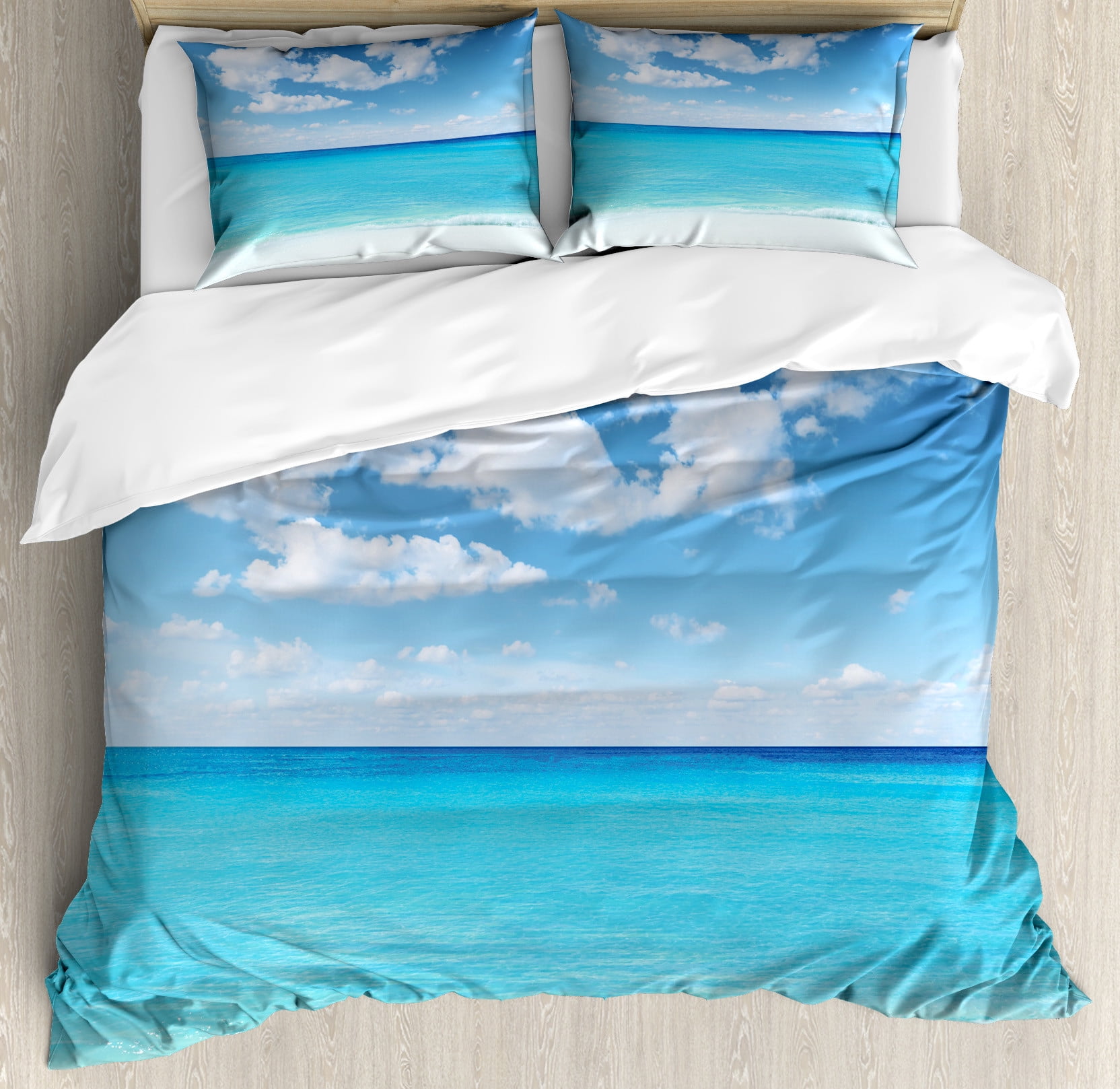 Ocean Duvet Cover Set, Surreal Tropical Seascape with Dreamy Sea and ...
