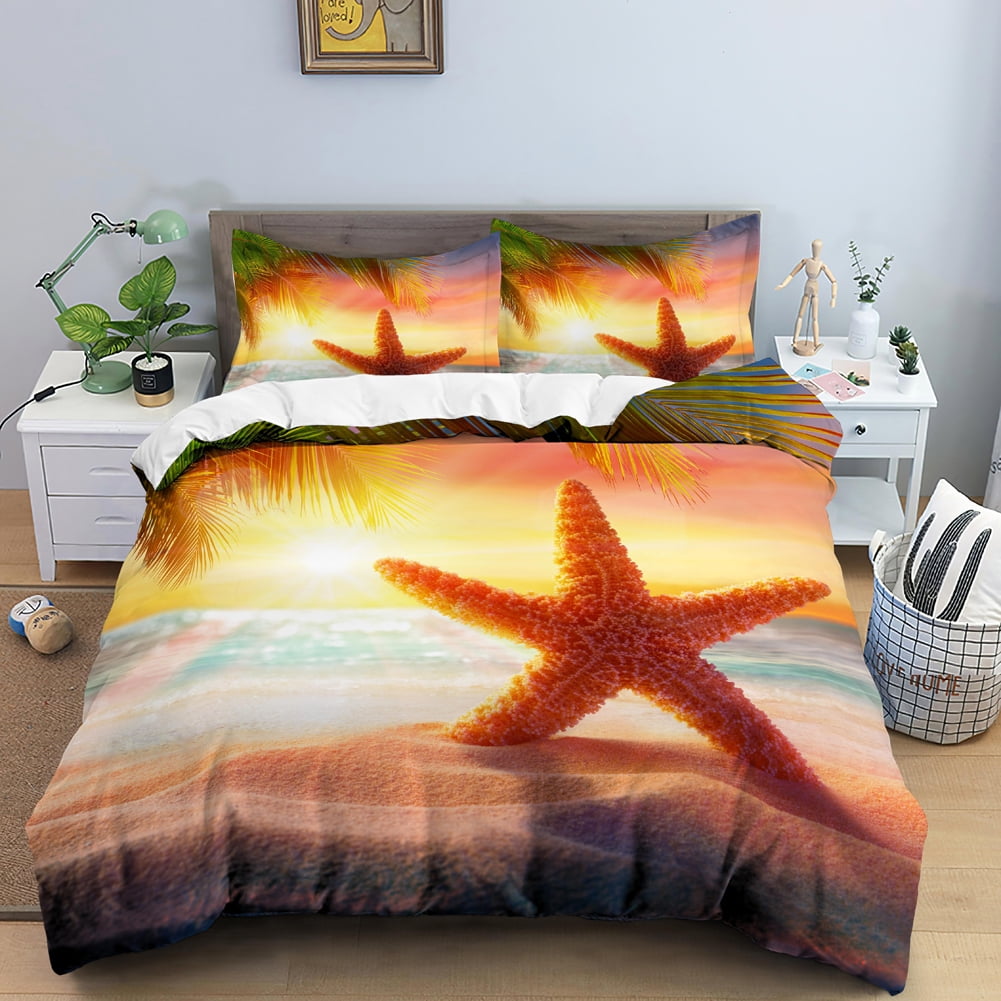 Ocean Duvet Cover Star Summer Beach Seashell Bedding Set for Kids ...
