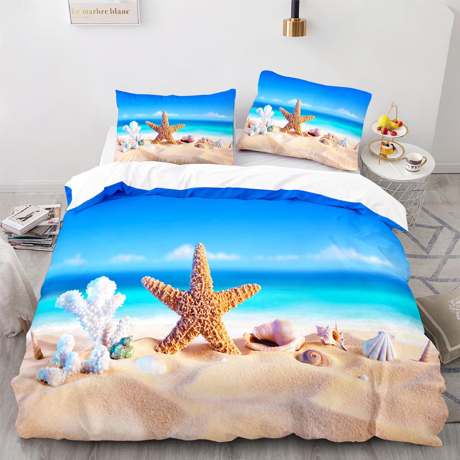 Ocean Duvet Cover Twin, Soft Microfiber 3 Pieces 3D Twin Ocean Bedding ...