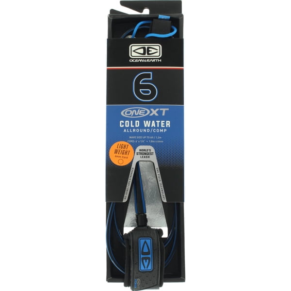 Ocean & Earth One XT Cold Water Comp Black / Blue Surfboard Leashes - 6 ...