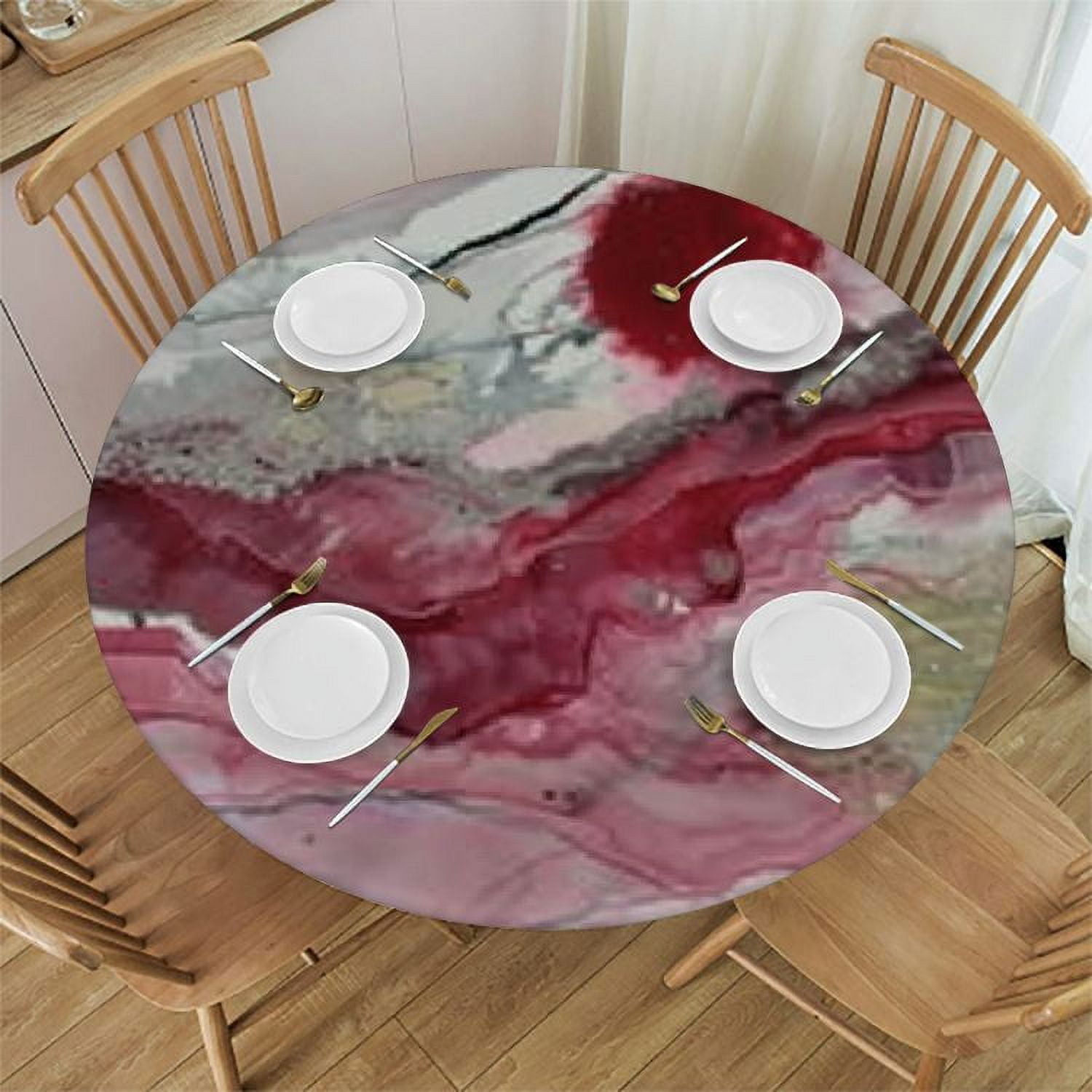 Ocean Elastic Round Tablecloth Abstract Art Beach Gradient Purple Wave ...