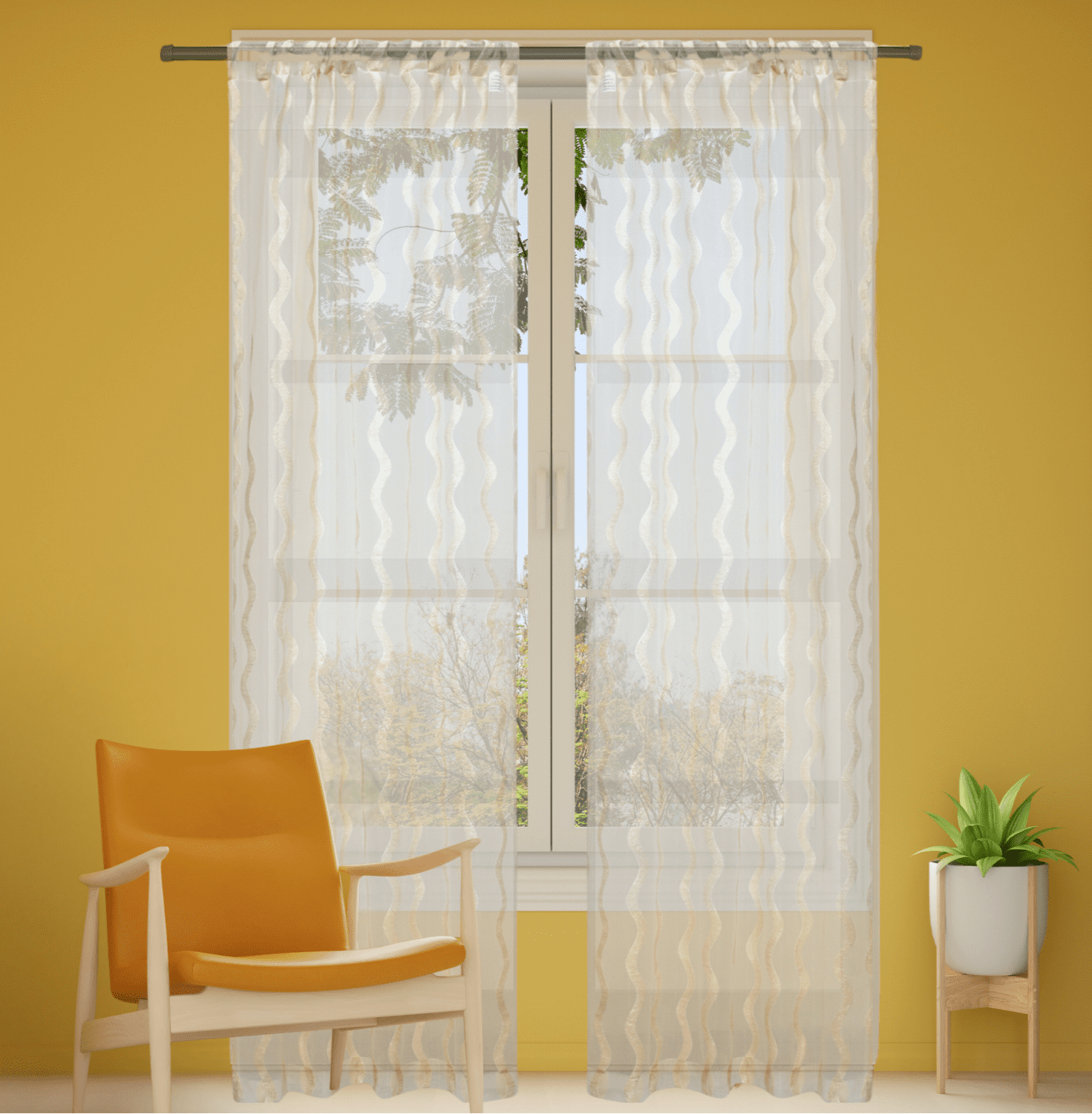 Ocean Embroidered Sheers Voile Net Curtains Pair - Walmart.com