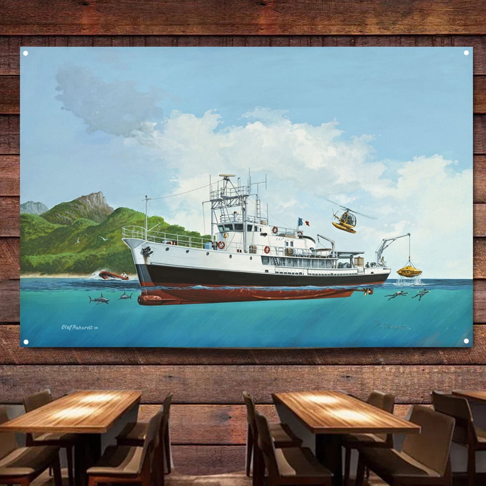 Ocean Exploration Vessel Battleship Wall Art Banners Hanging Flags Wall ...