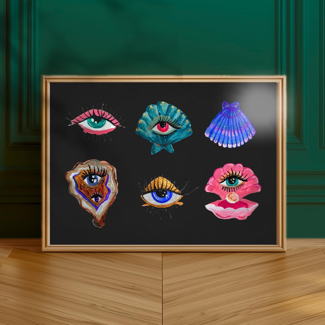 Ocean Eyes – Surreal Eye Wall Art, Dark Coastal Aesthetic Print, Maximalist Mermaid Decor ...