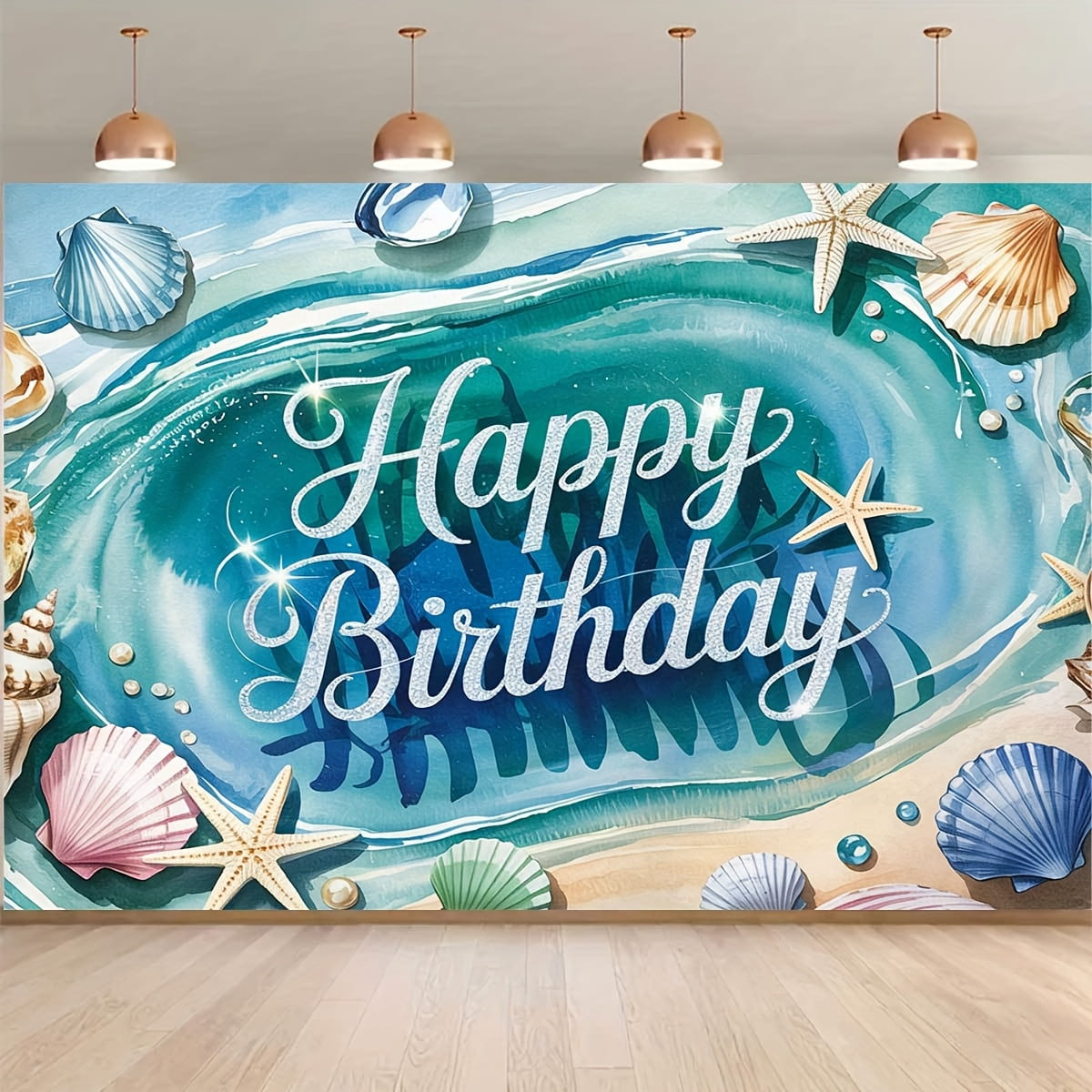 Ocean Fantasy Happy Birthday Backdrop Summer Underwater Sea Birthday ...