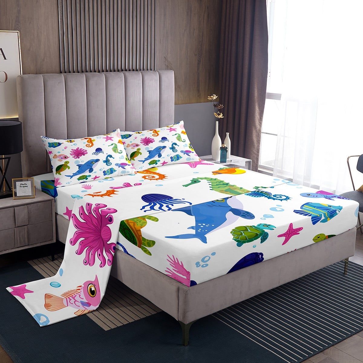 Ocean Fish Bed Sheets Set Twin Sea Turtle Sheet Set,Octopus Dolphin ...