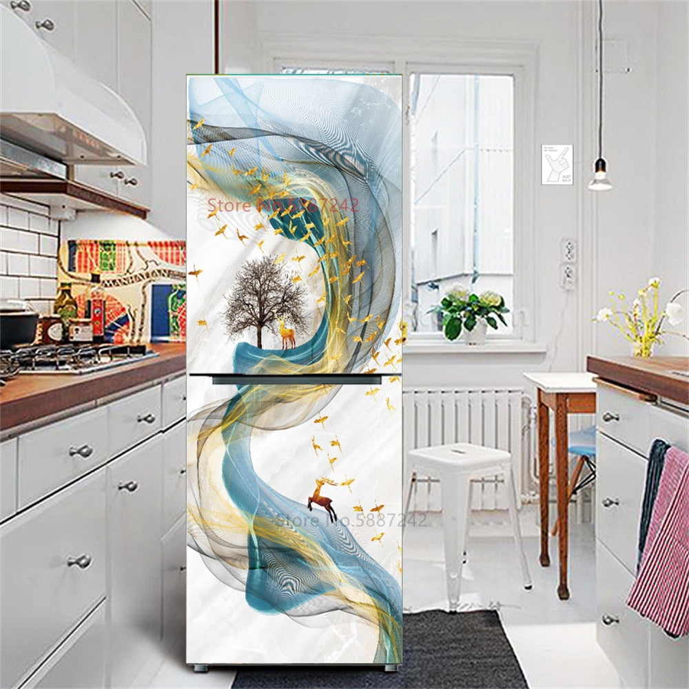Ocean Fish Fridge Stickers 3D Refrigerator Wallpaper Vinyl Film Self ...