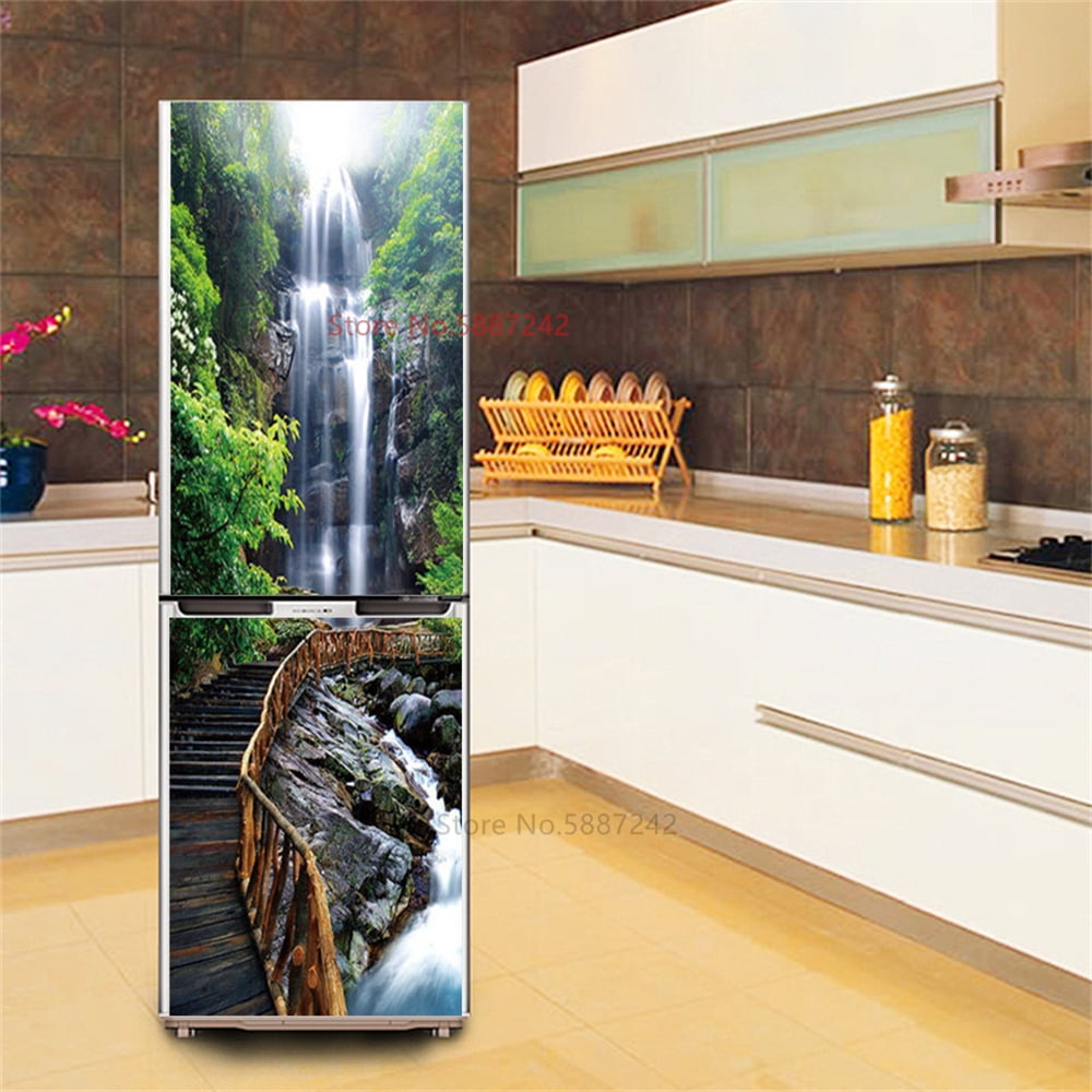 Ocean Fish Fridge Stickers 3D Refrigerator Wallpaper Vinyl Film Self ...