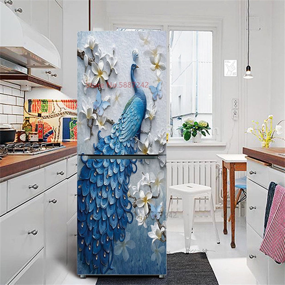 Ocean Fish Fridge Stickers 3D Refrigerator Wallpaper Vinyl Film Self ...