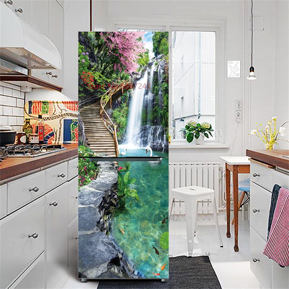 Ocean Fish Fridge Stickers 3D Refrigerator Wallpaper Vinyl Film Self ...