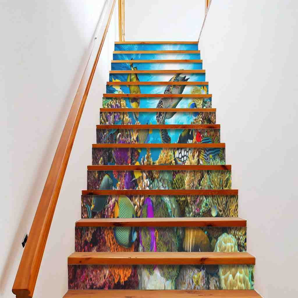 Ocean Fish School Stair Stickers The Underwater World Staircase Decals ...