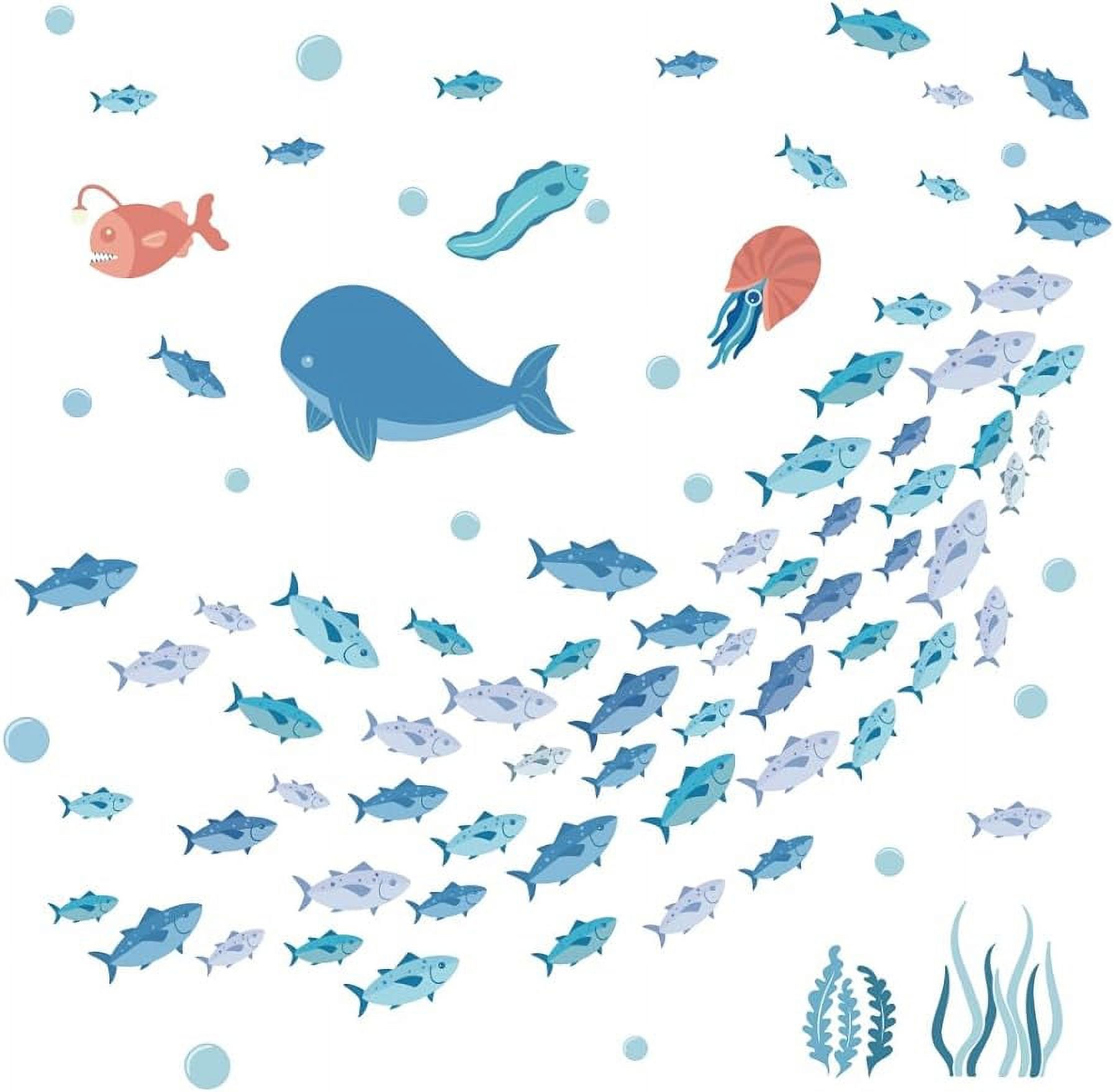 Ocean Fish Wall Decal Blue Sea Life Large Size Under The Sea Nursery ...
