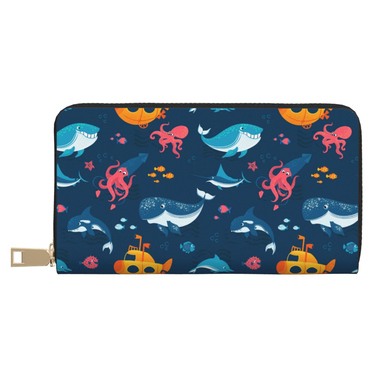 Ocean Floor Animals Wallet Women, Leather Bifold Multi Card Wallet ...