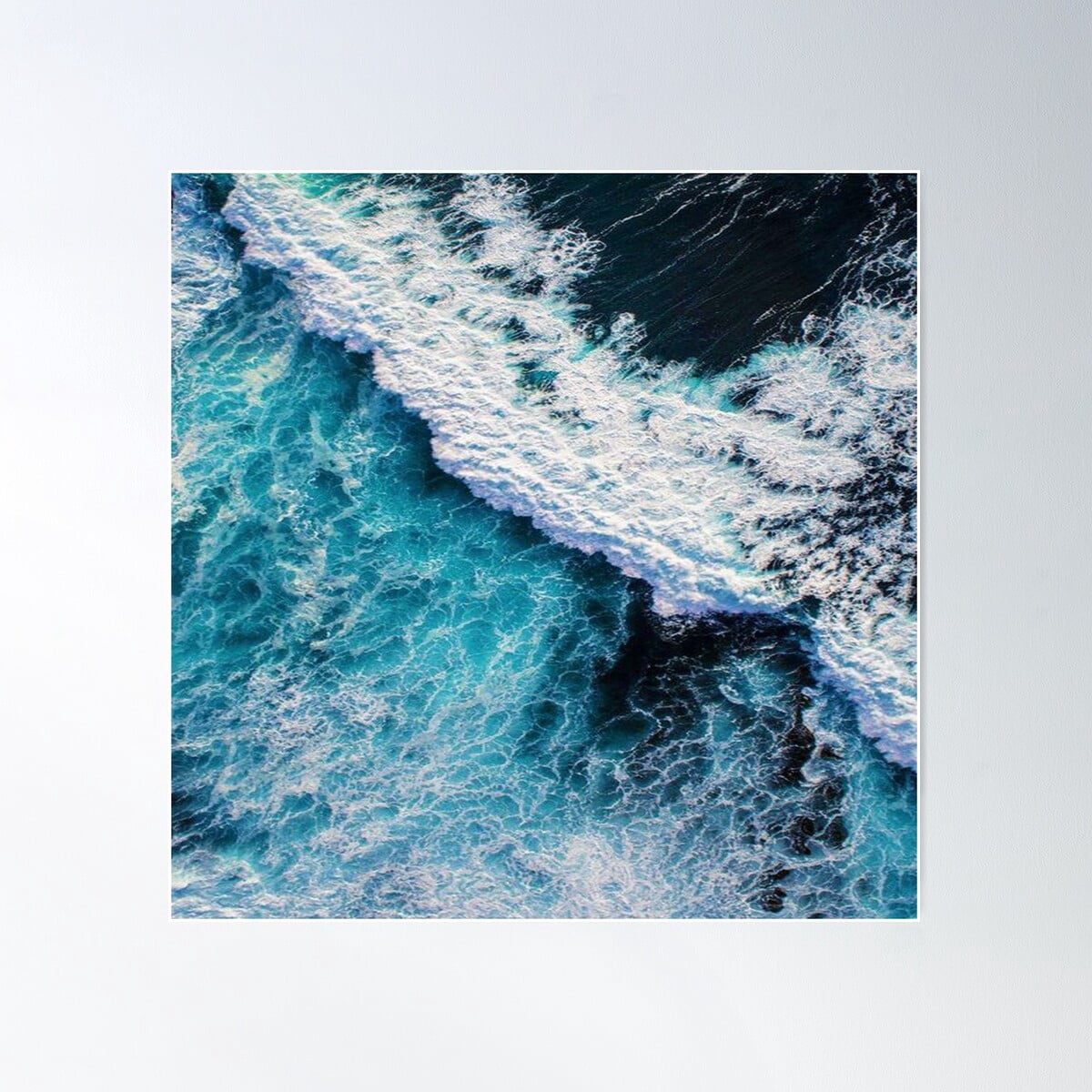 Ocean Foam, Blue Ocean Summer Beach Waves Poster Wall Art, Modern Wall ...
