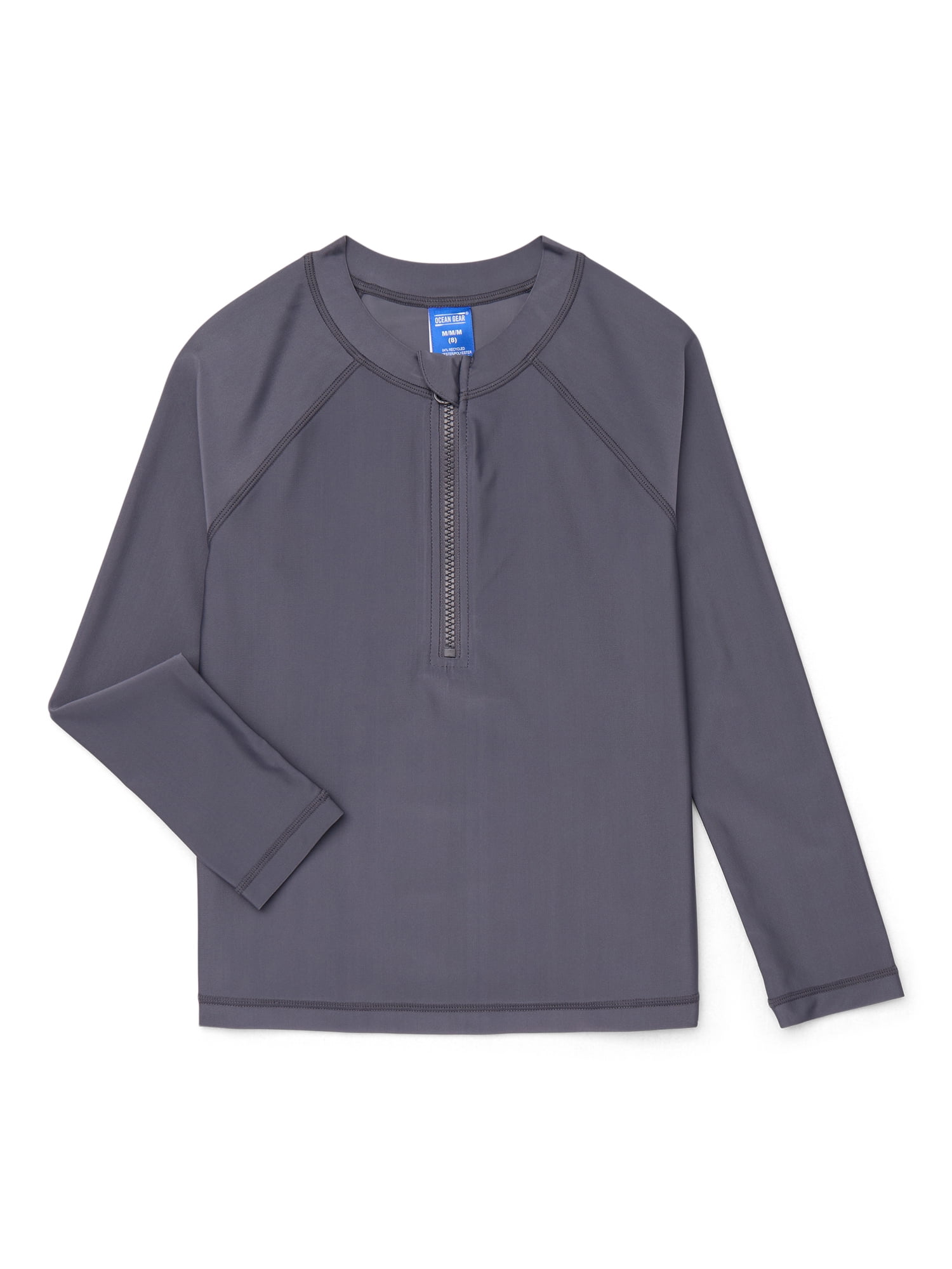 Ocean Gear Boys Quarter Zip Rash Guard with Long Sleeves, Sizes 4-18 ...