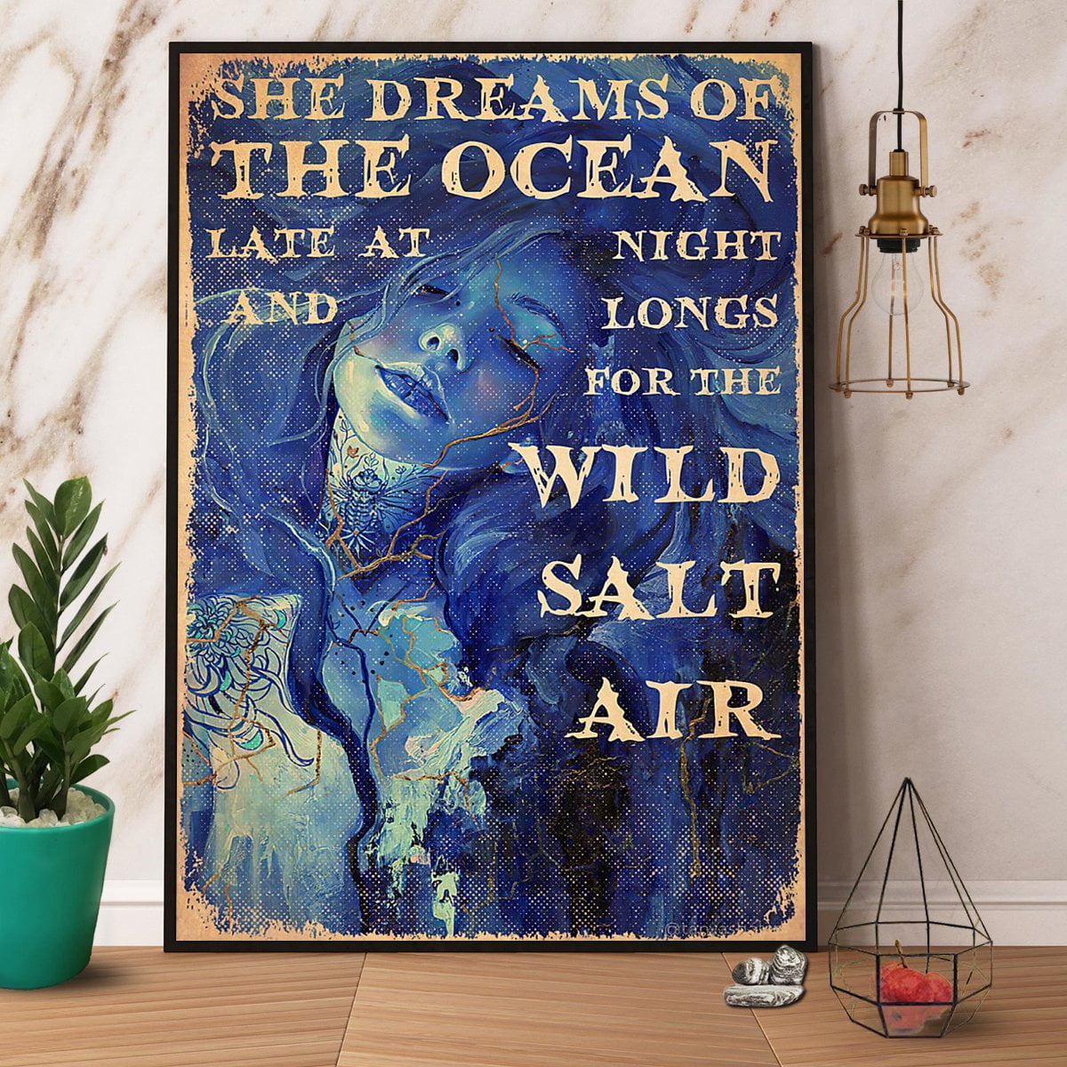 Ocean Girl She Dreams Of The Ocean Late At Night Paper Poster No Frame ...