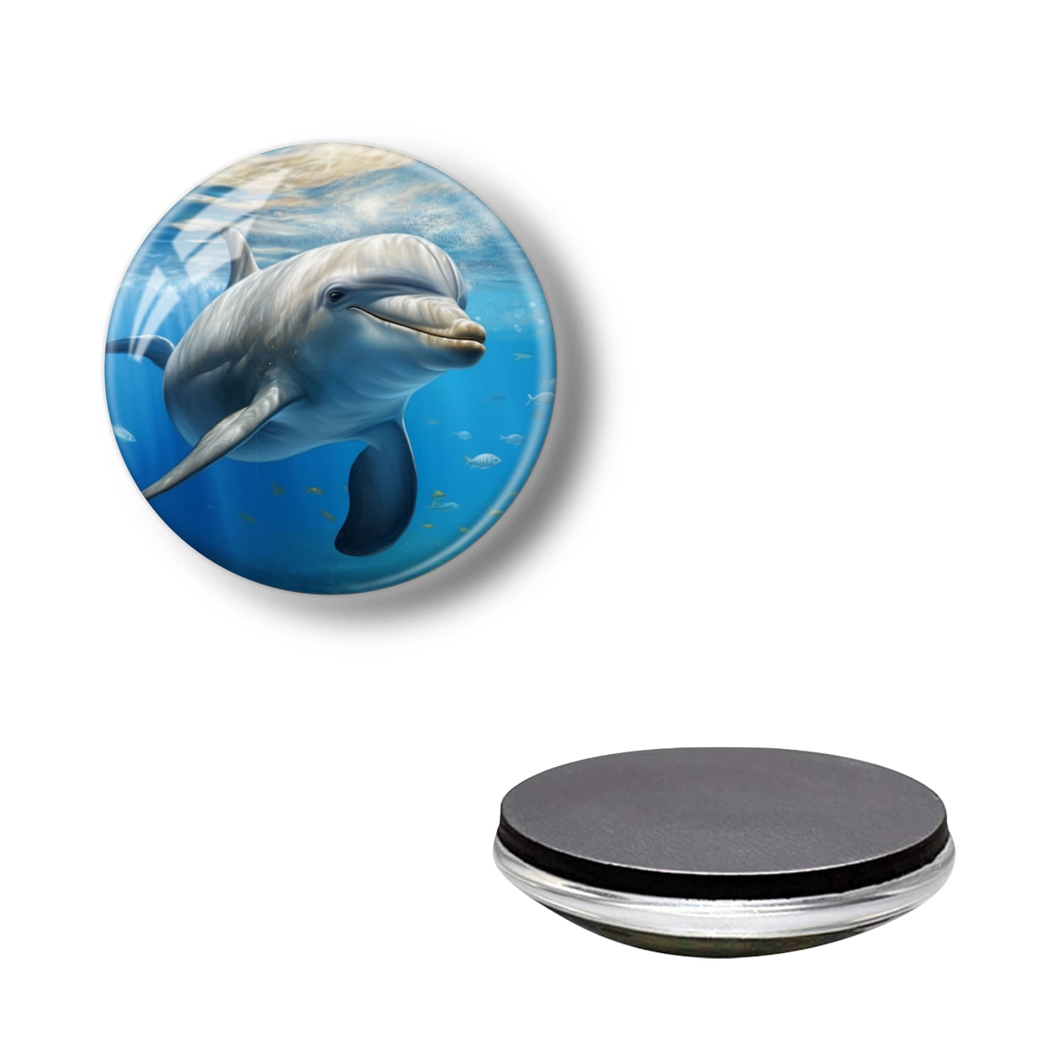 Ocean Glass Refrigerator Magnet Fridge Sticker, Beautiful Dolphin ...
