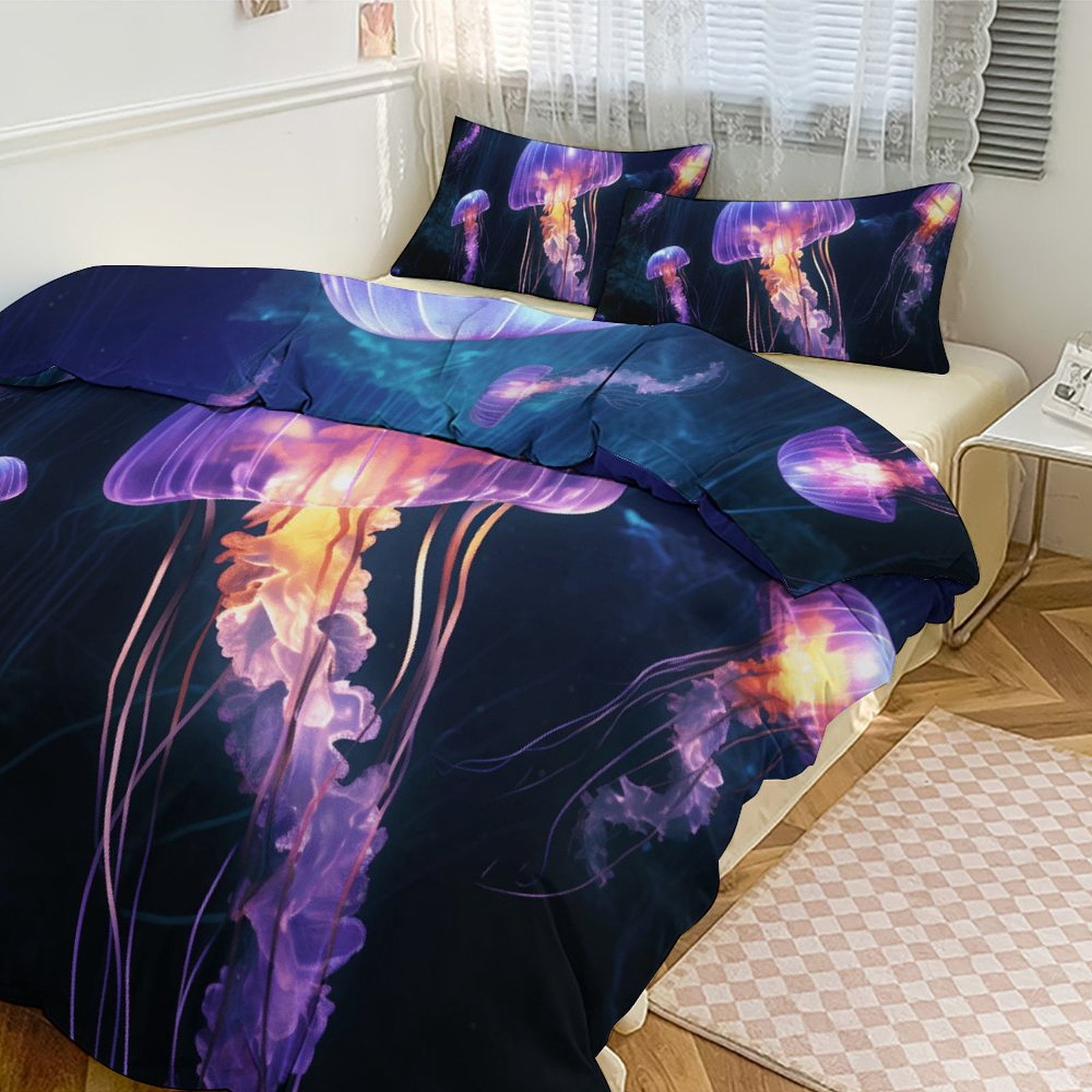 Ocean Glowing Jellyfish 3D Duvet Cover Set Quilt Cover Theme of for ...