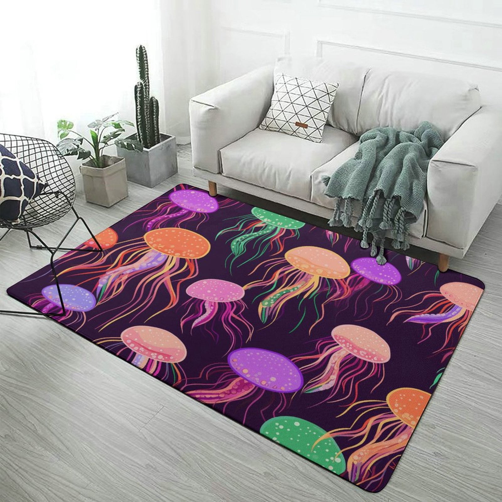 Ocean Glowing Jellyfish Carpet Style Living Room Bedroom Rug Modern 3d ...