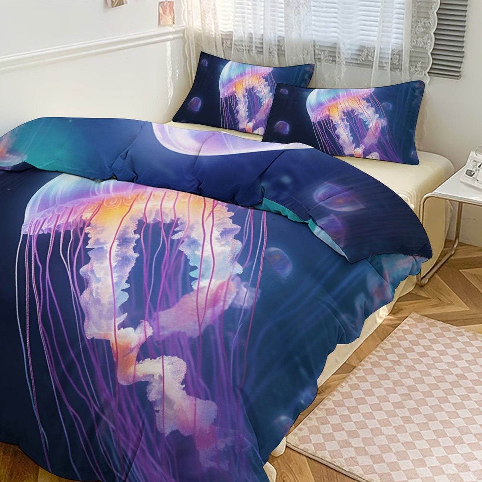 Ocean Glowing Jellyfish Duvet Cover Set Bedding Set Polyester Quilt ...