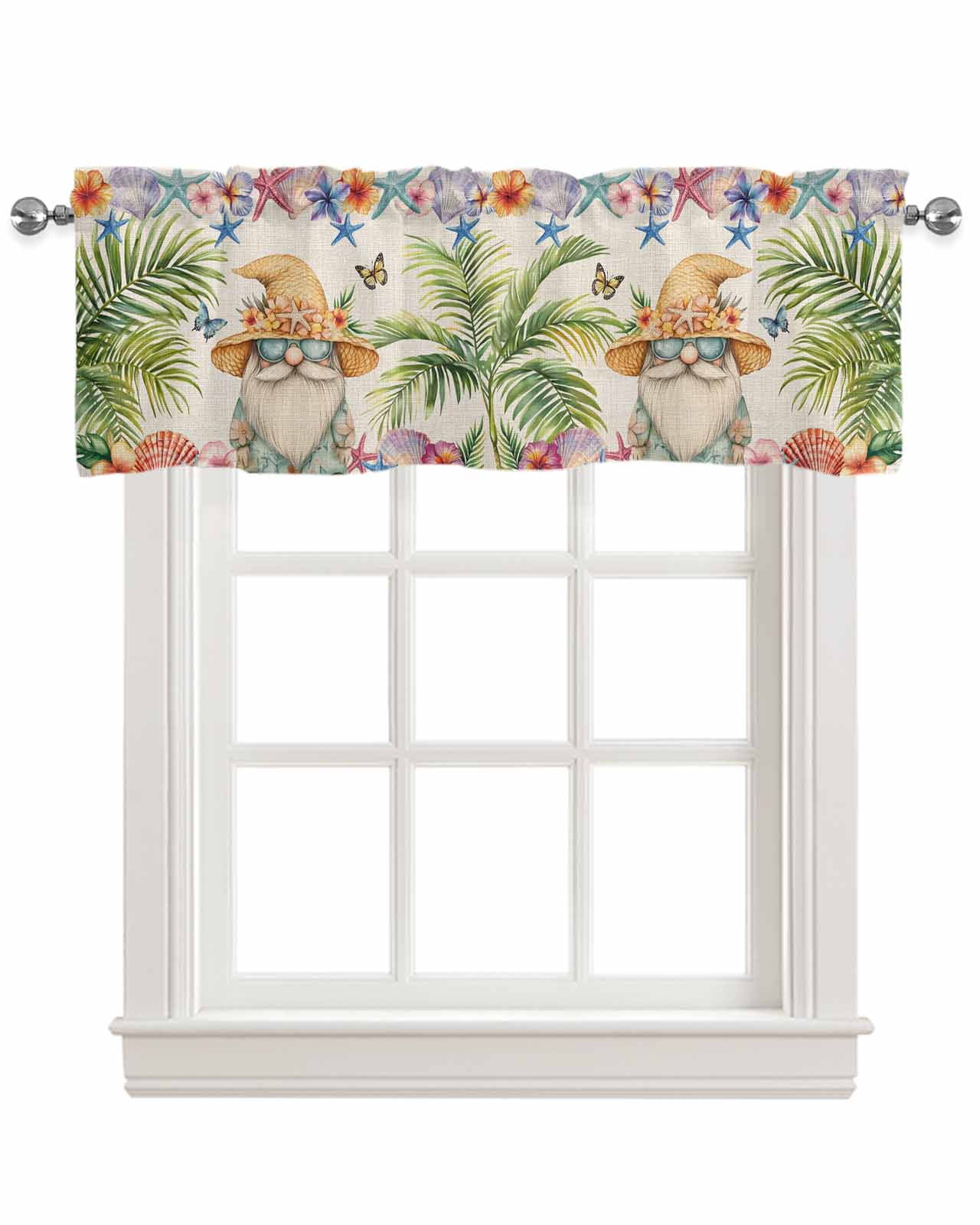 Ocean Gnomes Kitchen Valances for Windows Farmhouse Linen Window ...