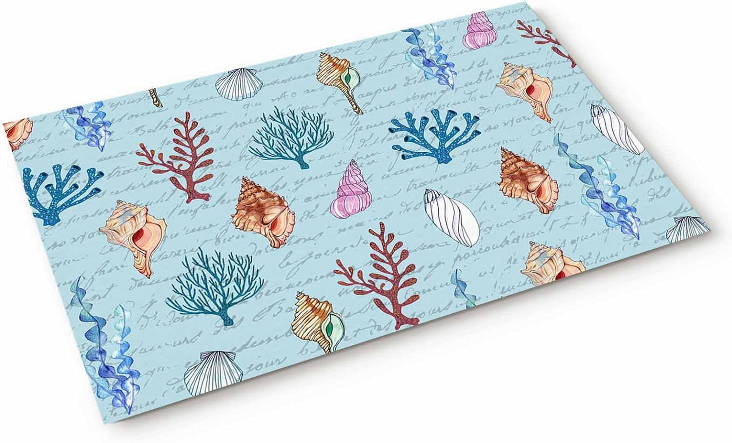 Ocean Indoor Doormat Front Door Mat, Marine Retro Coral Conch Seaweed ...