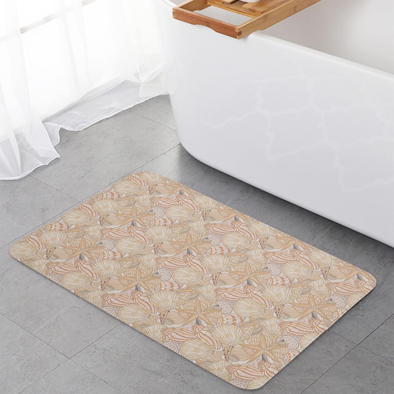 Ocean Indoor Doormat Low Pile Welcome Mat - 16"x24" Beige Starfish ...