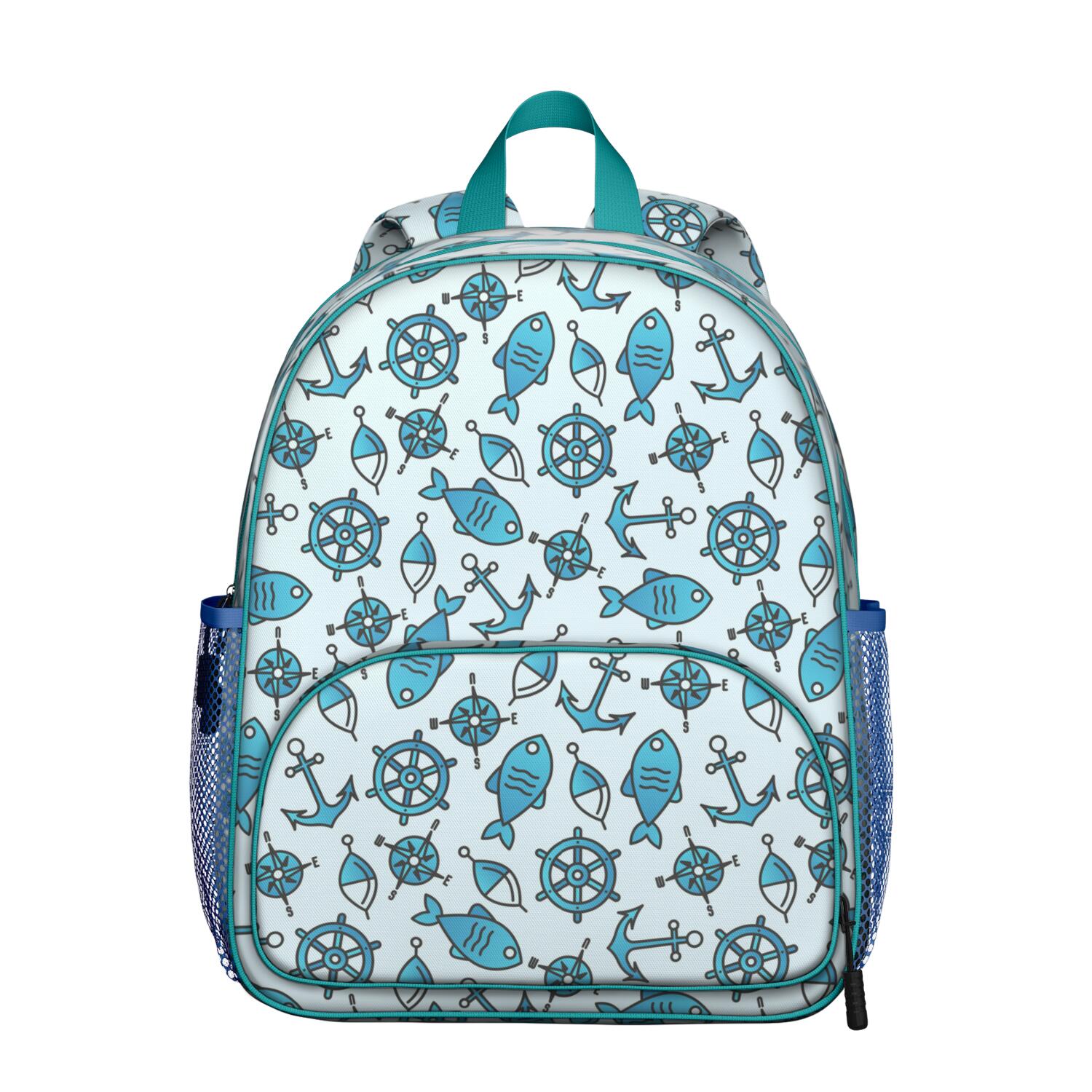 Ocean-Inspired Durable School Backpack - Waterproof Fabric & Organized ...