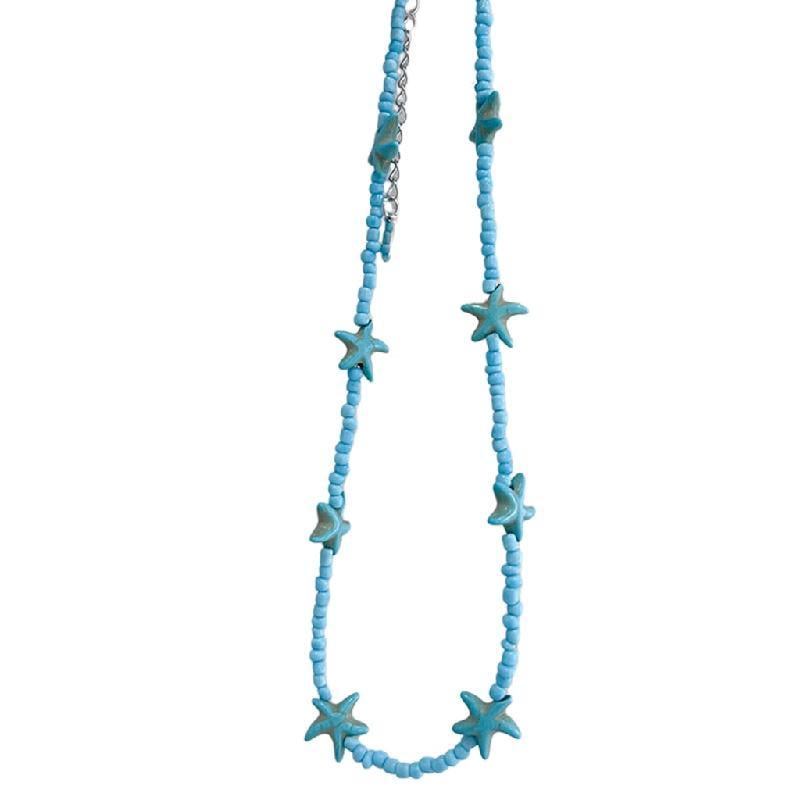 Ocean-Inspired Necklace Starfish Beads Charm String Collar Chain Summer ...