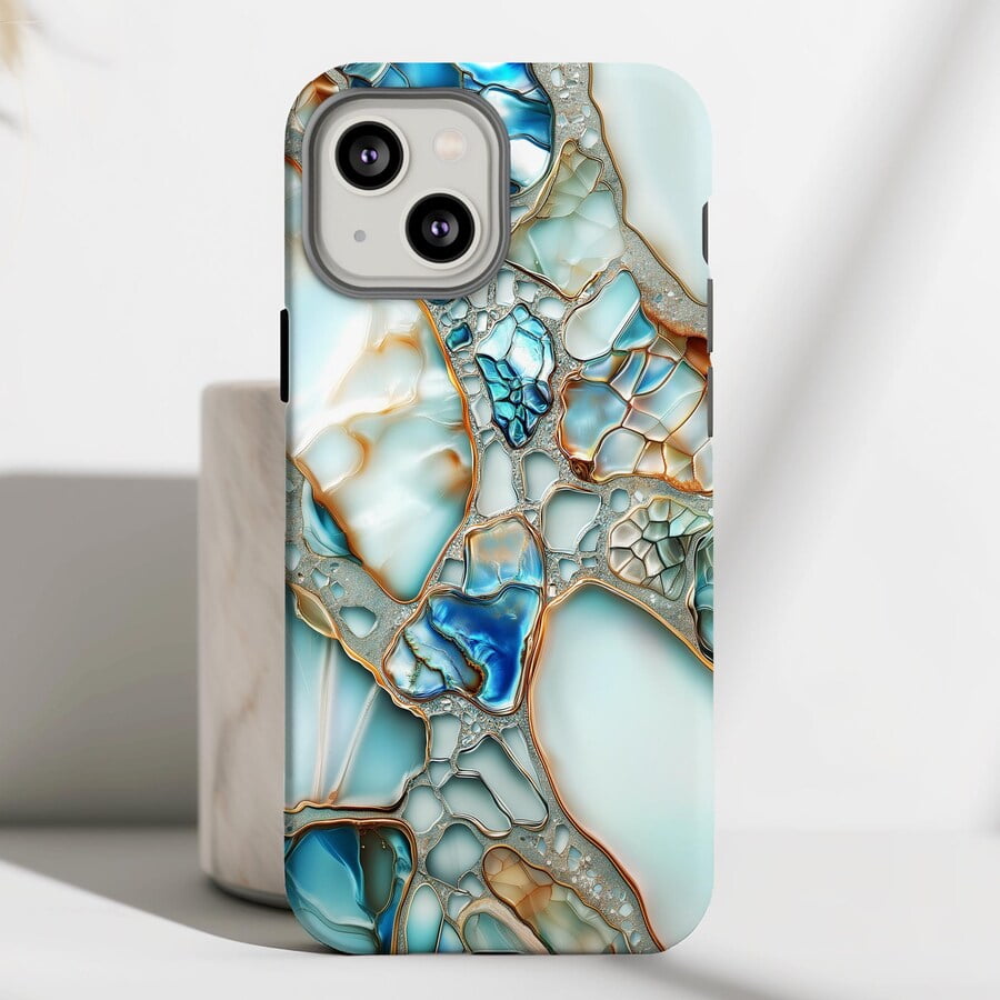 Ocean-Inspired Stained Glass Mother of Pearl Mosaic Sea Shell Case 11 12 13 14 15 16 17 Pro Max ...