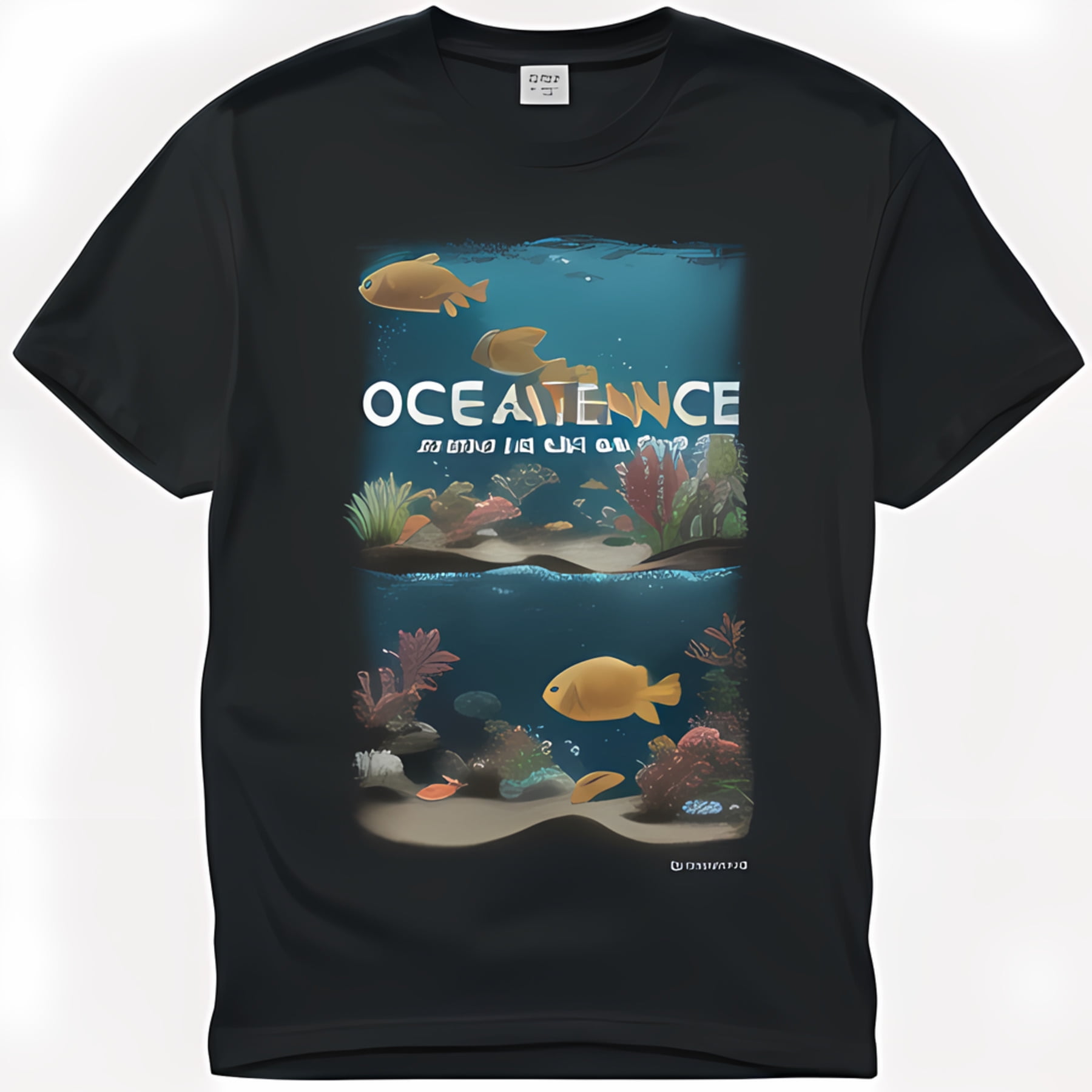 Ocean Inspired UnderwaTeer Scene T-Shirt Design on Black Background ...