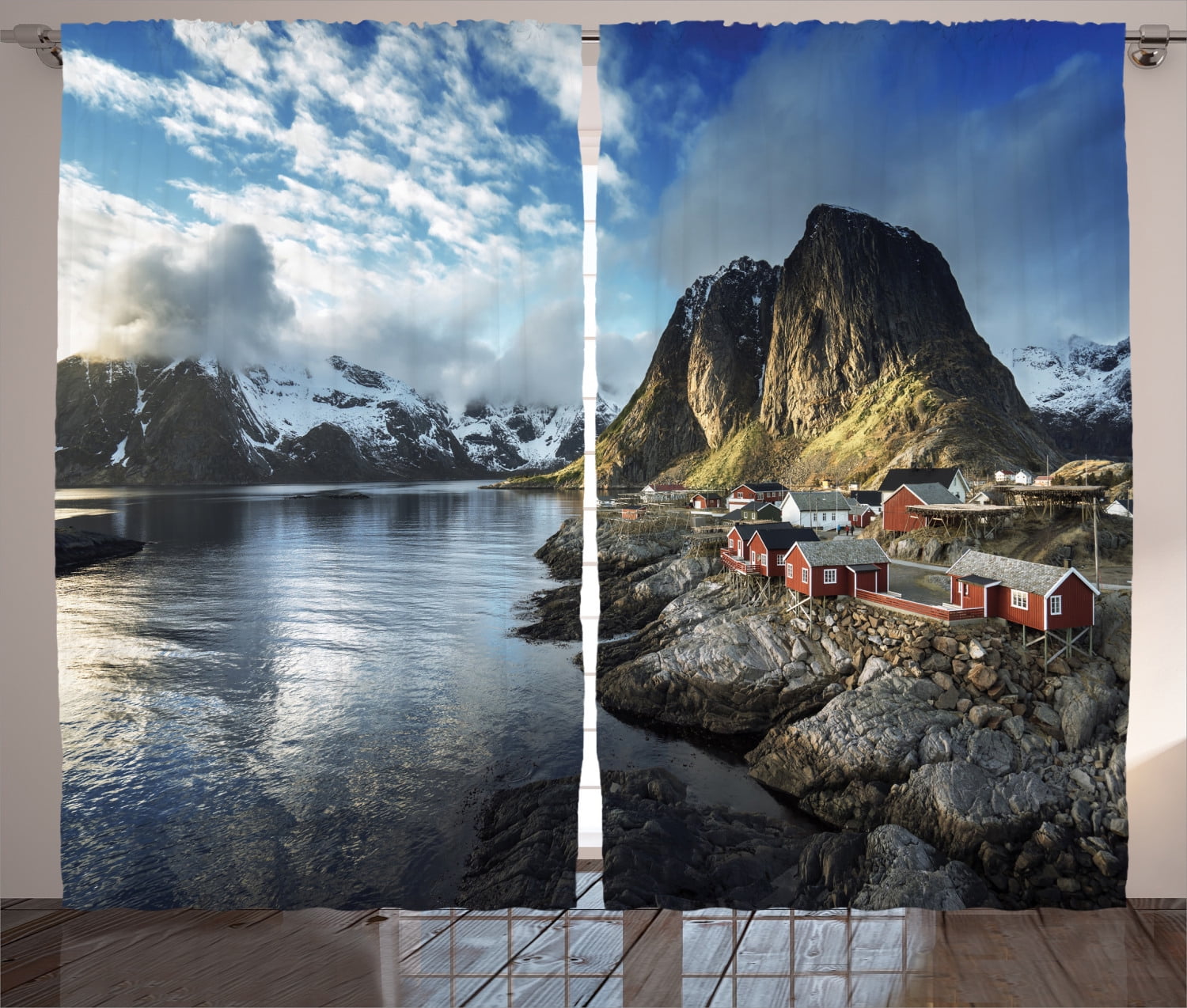 Ambesonne Scenery Curtains 2 Panel Set, Autumn Rocks and Clouds, 108" x ...